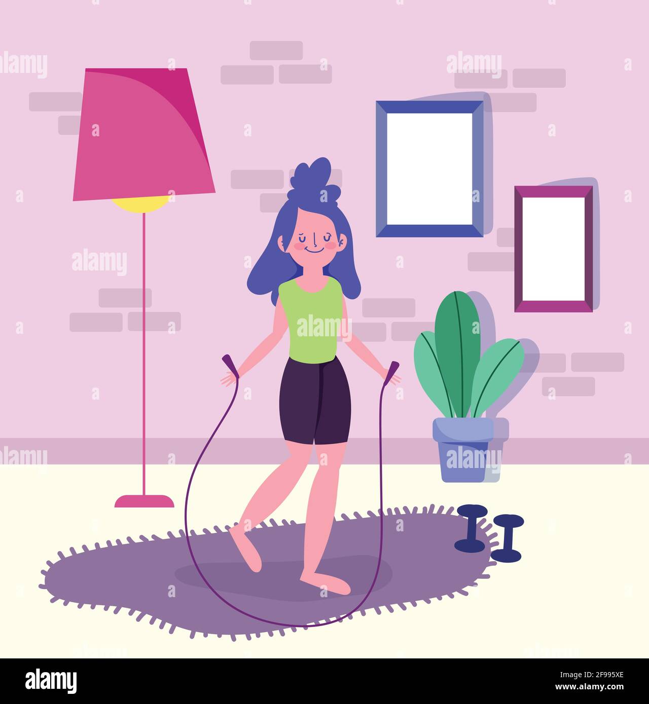 Woman skipping rope Stock Vector Images - Alamy