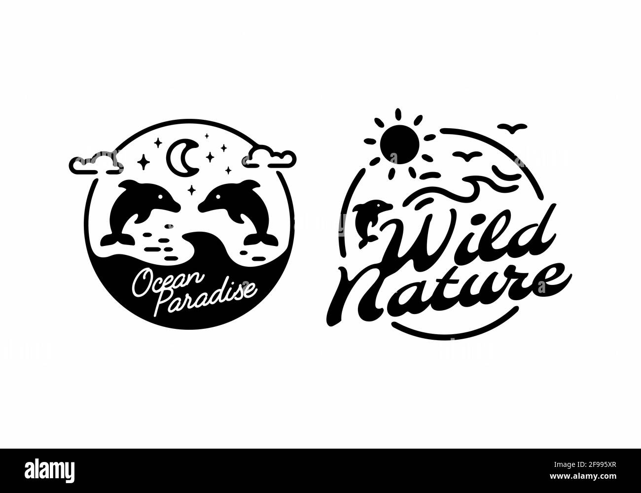 Dolphin line art illustration Cut Out Stock Images & Pictures - Alamy