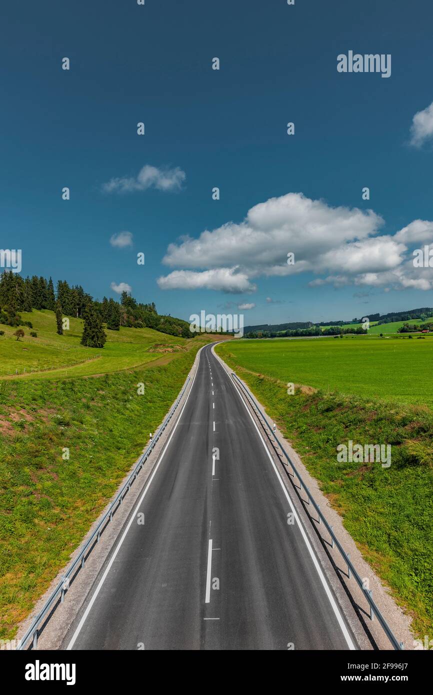 German Autobahn through green landscapes Stock Photo - Alamy