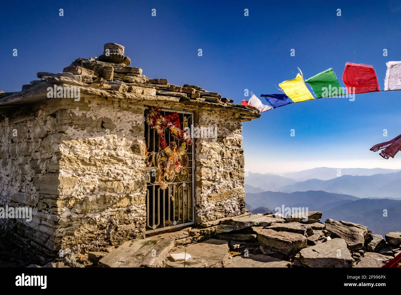 Ganga temple with clear blue sky background at Chandrashila peak near ...