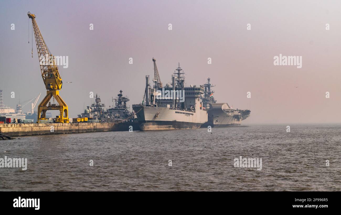 Dockyard of Cargo ships of commercial shipping at anchor in the Arabian ...