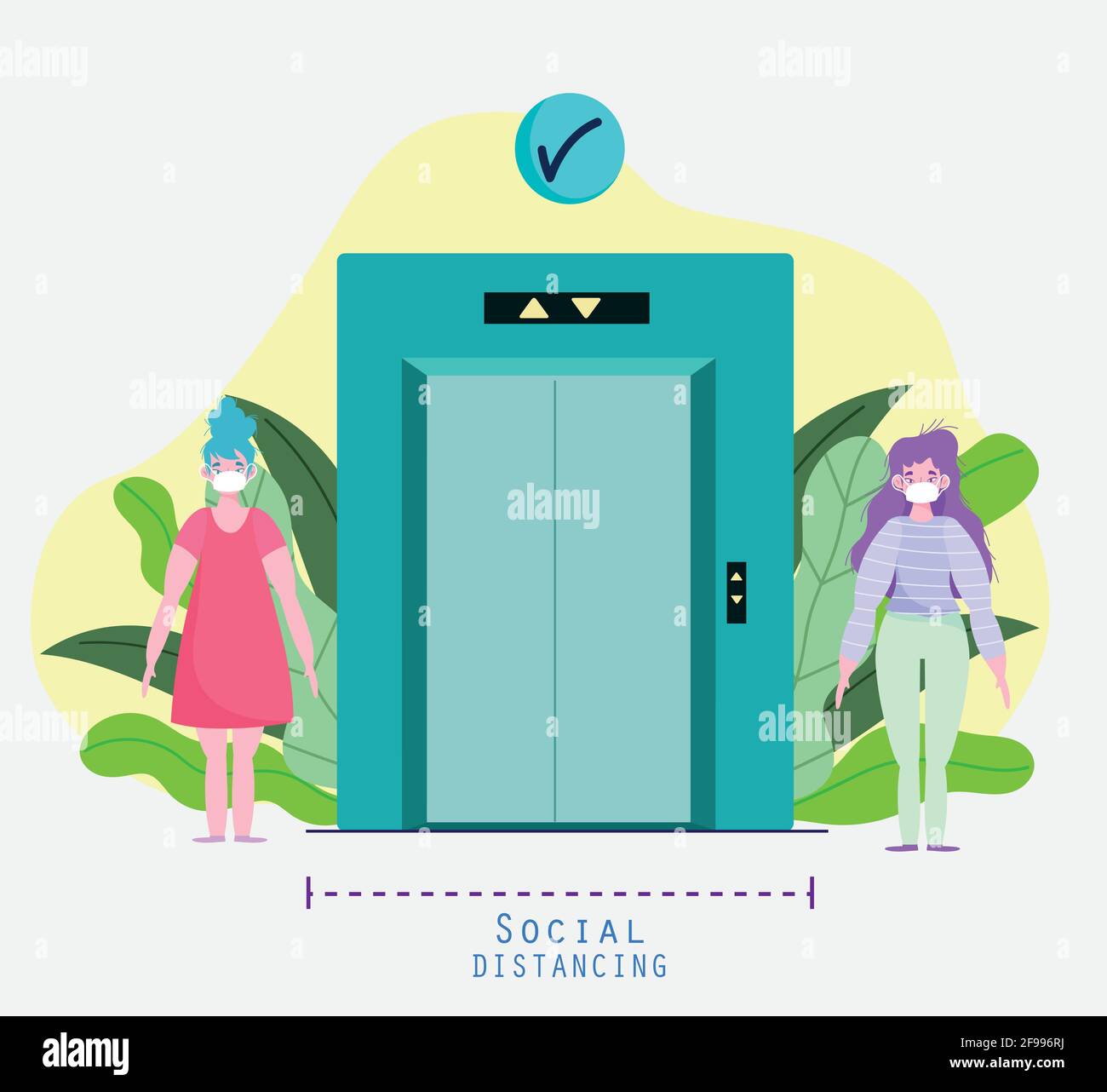 people waiting elevator, maintain social distancing Stock Vector Image ...