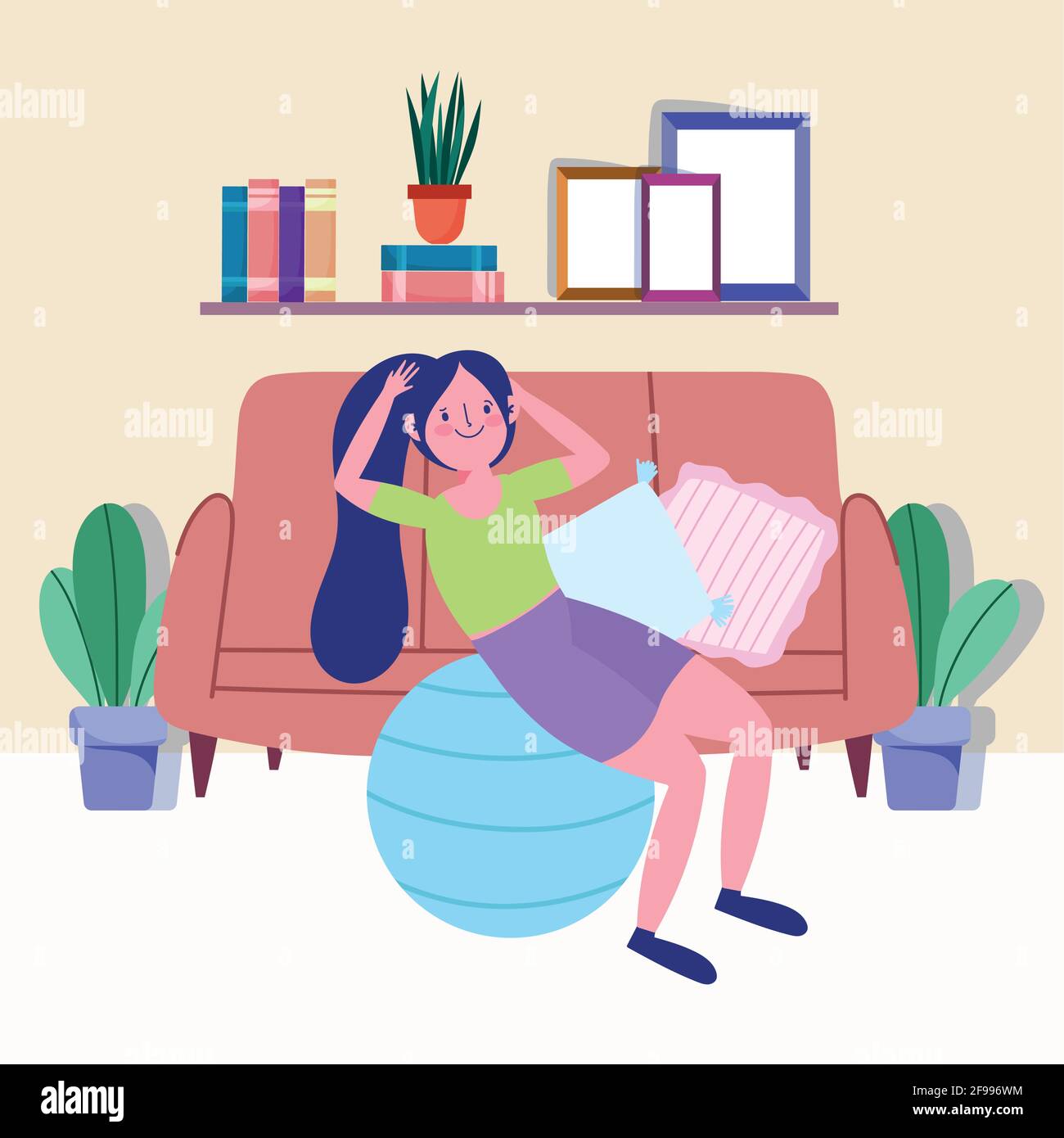 Sporty girl doing exercises Stock Vector Images - Alamy