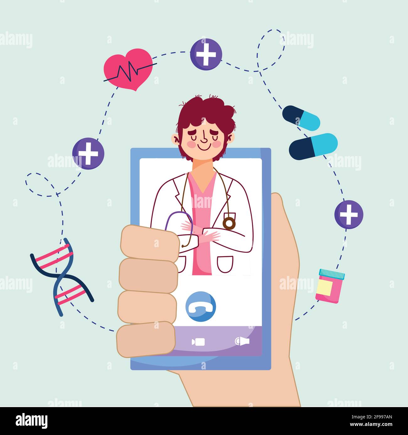 medical consults video call doctor on screen Stock Vector Image & Art ...