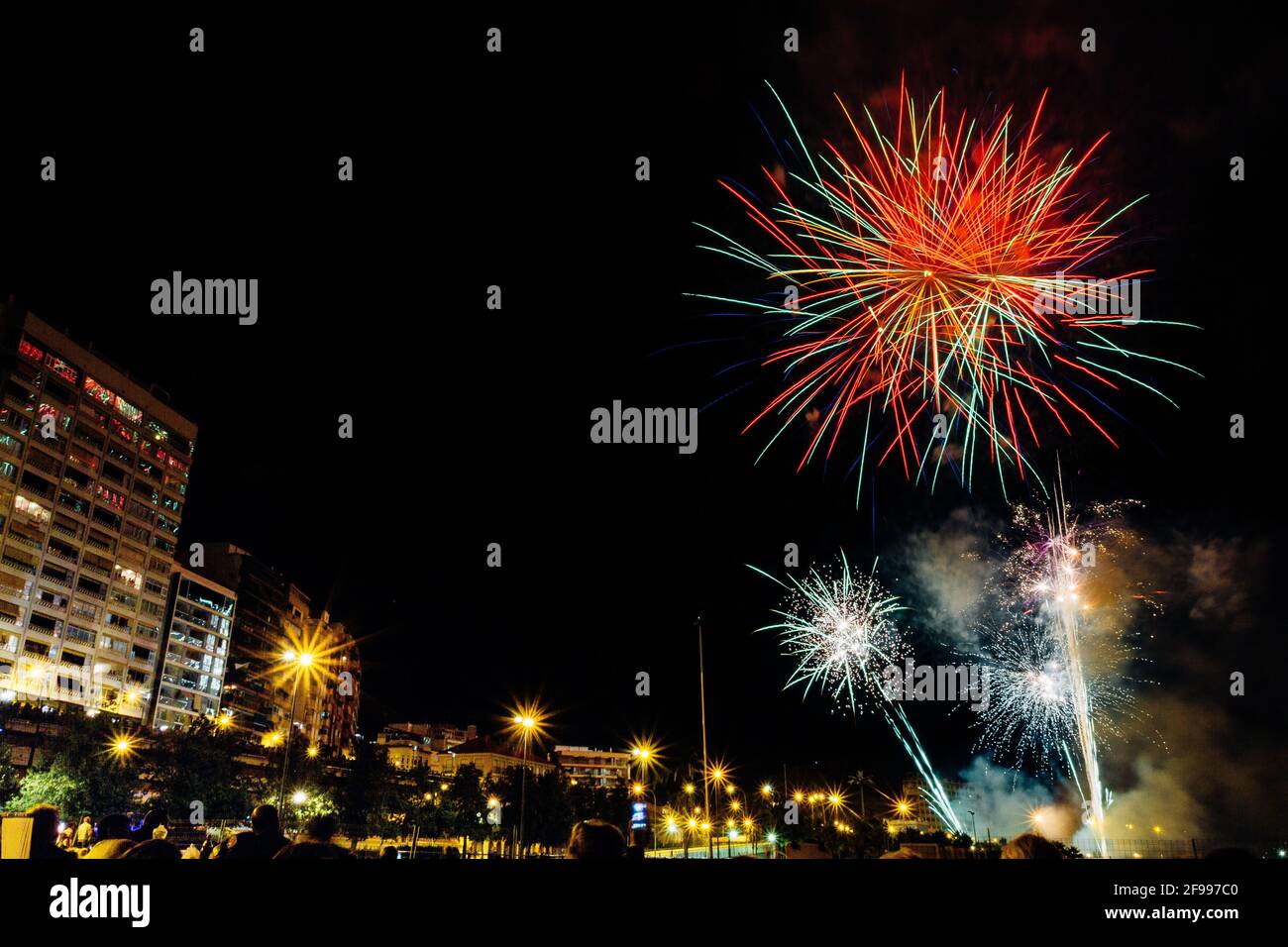Scenic view of fireworks illuminates the sky with a dazzling display ...