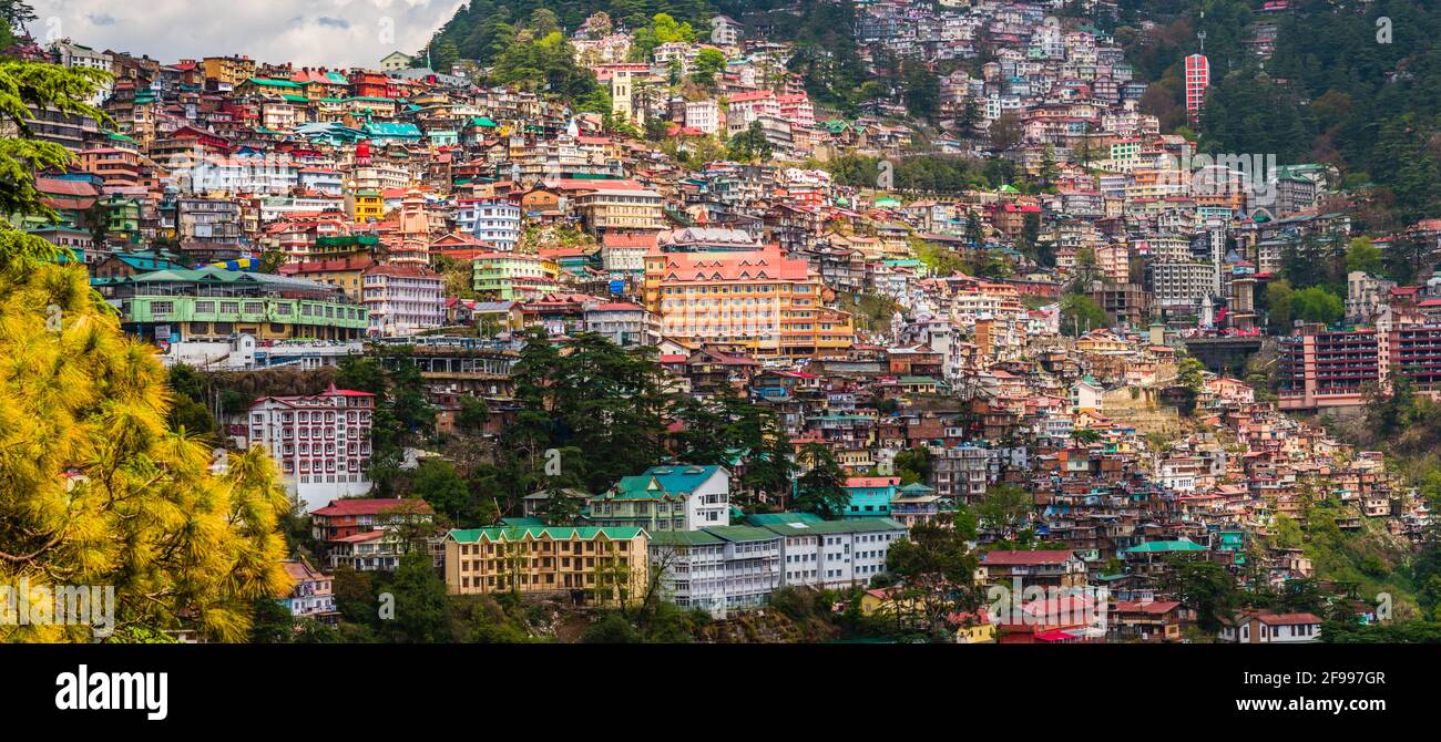 Beautiful panoramic cityscape of Shimla, the state capital of Himachal ...