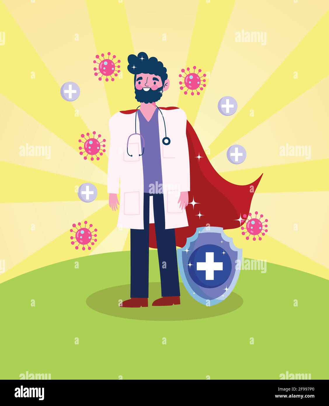 superhero male doctor with cloak Stock Vector Image & Art - Alamy