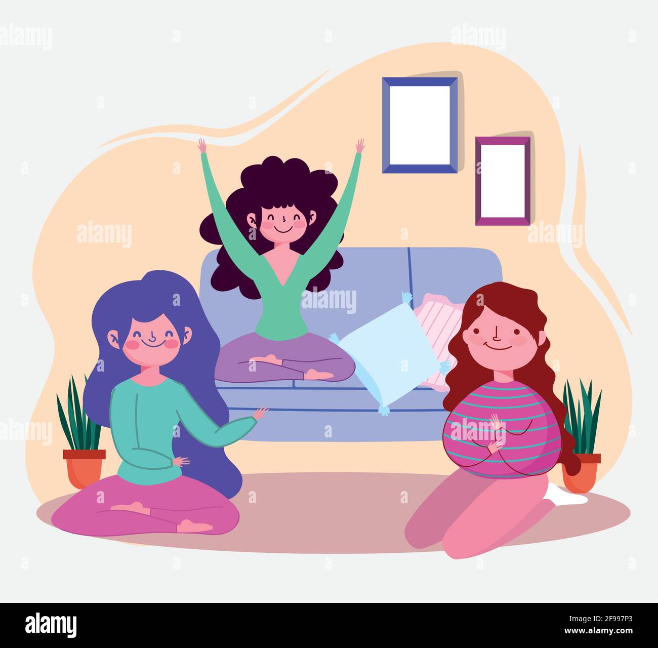funny girls at home cartoon Stock Vector Image & Art - Alamy