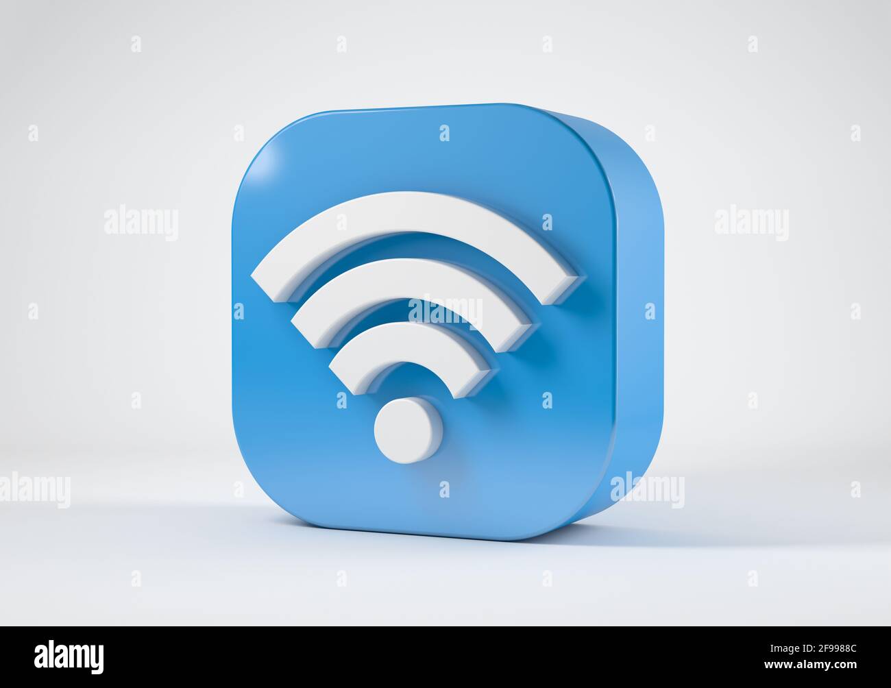 3D rendering of a blue WIFI icon isolated on white background Stock ...