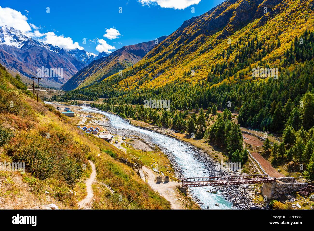 Serene Landscape of Baspa river valley near Chitkul village in Kinnaur ...