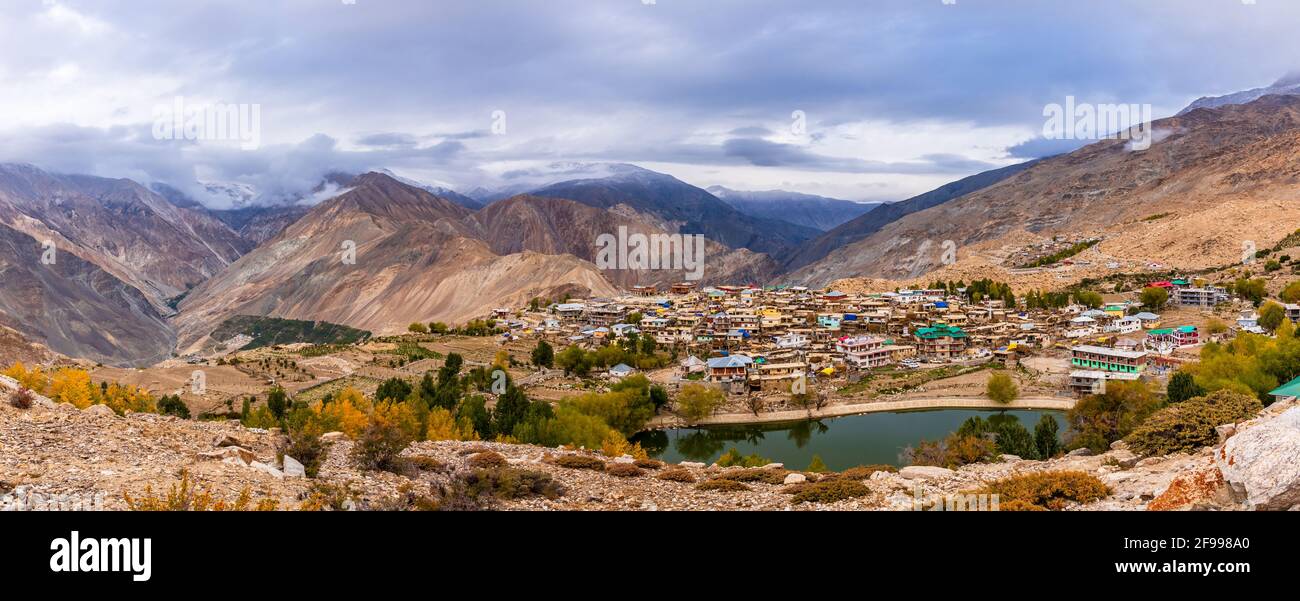 Nako Lake aerial view from Nako Village Top. Nako Lake is a high ...