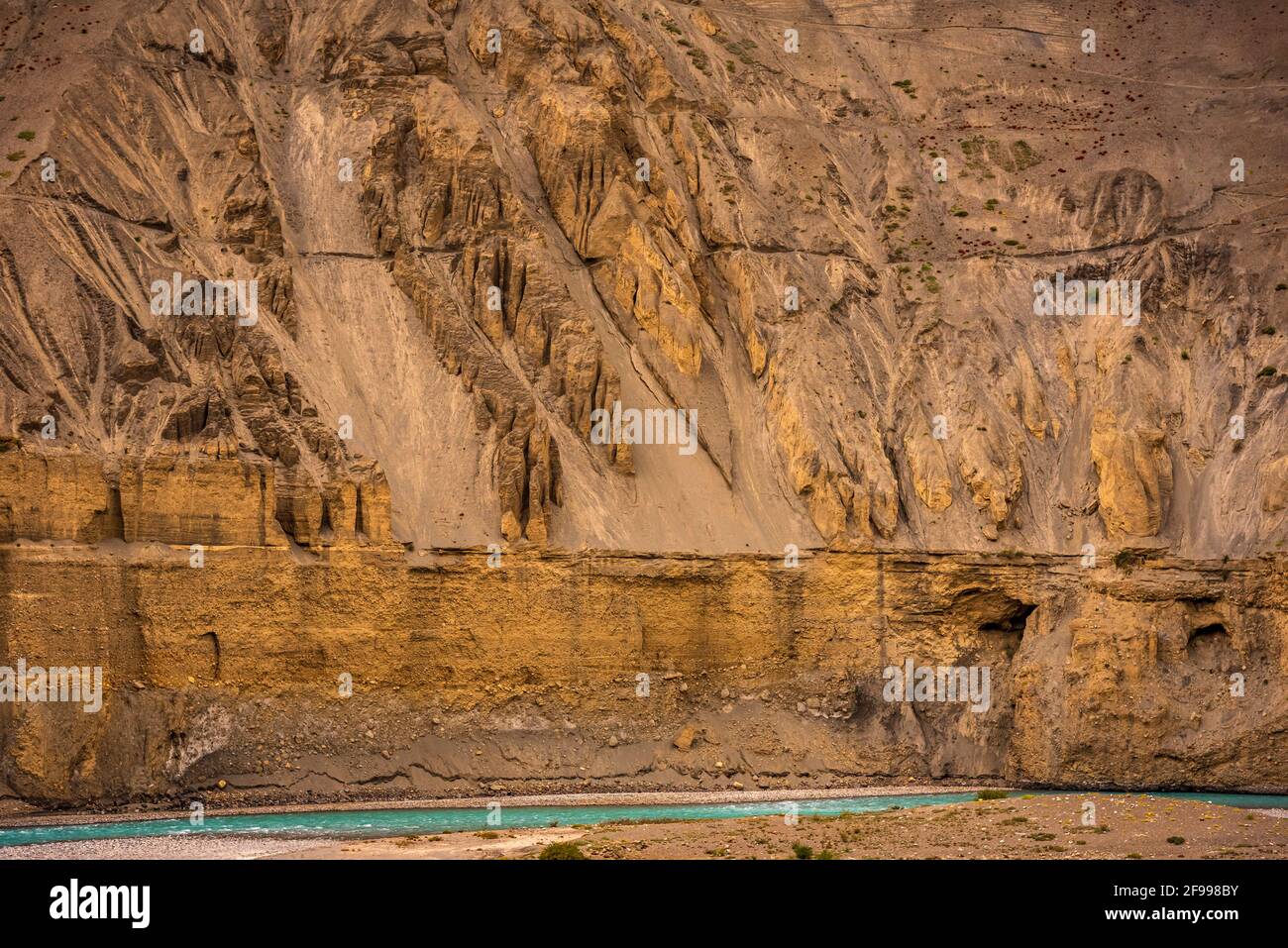Gully erosion landscape prominent in cold desert of Spiti due to barren ...