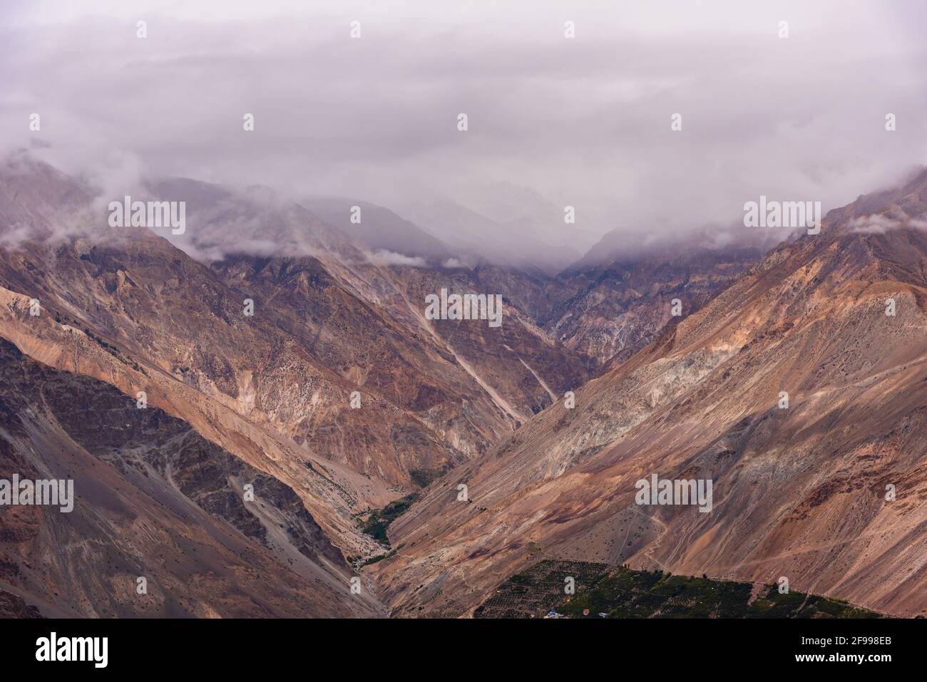 Barren cold desert mountain landscape of Spiti mountain valley located ...