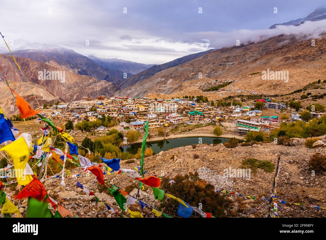 Nako Lake aerial view from Nako Village Top. Nako Lake is a high ...