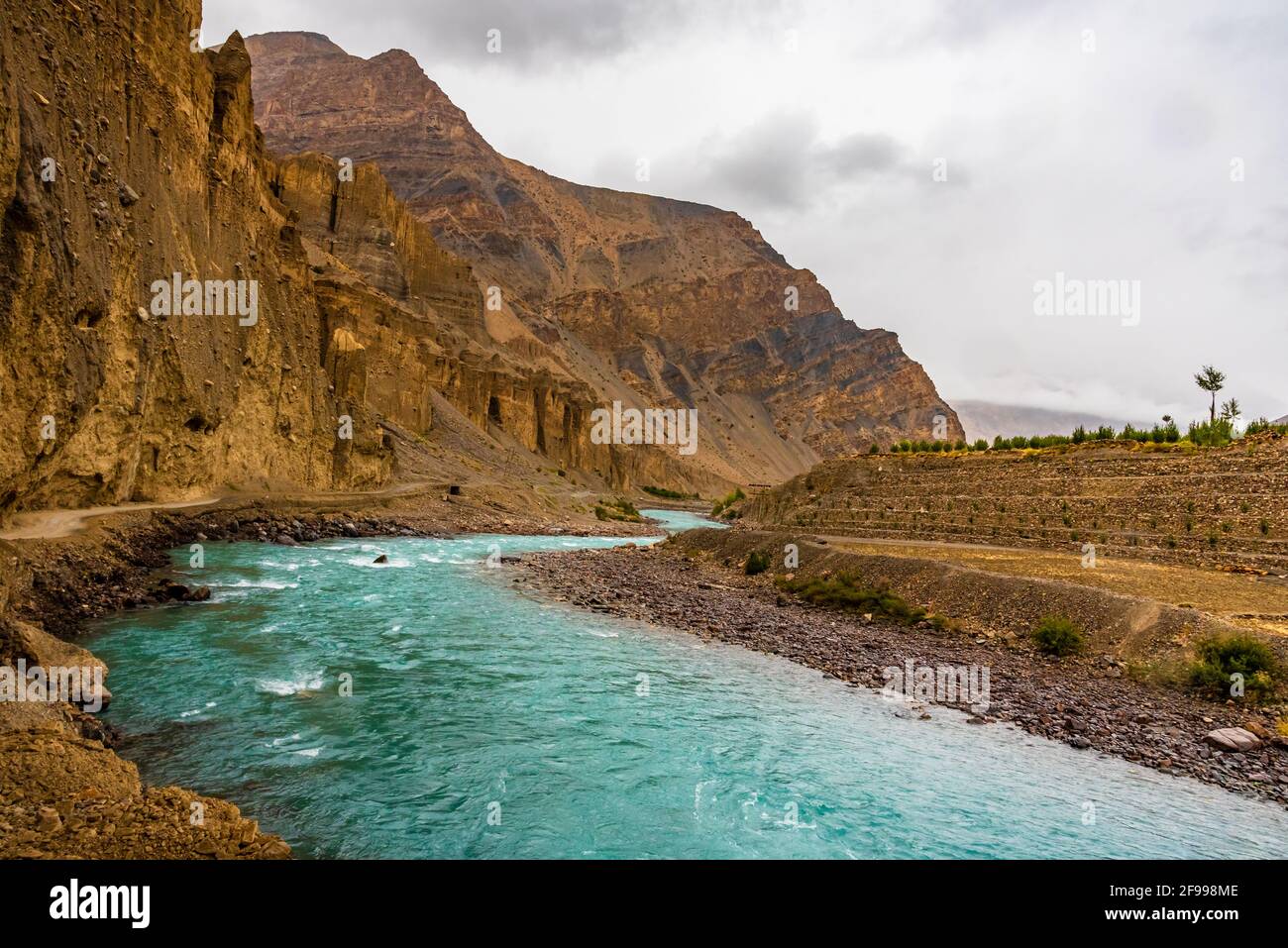 View enroute to Kaza through barren cold desert landscape of Spiti ...