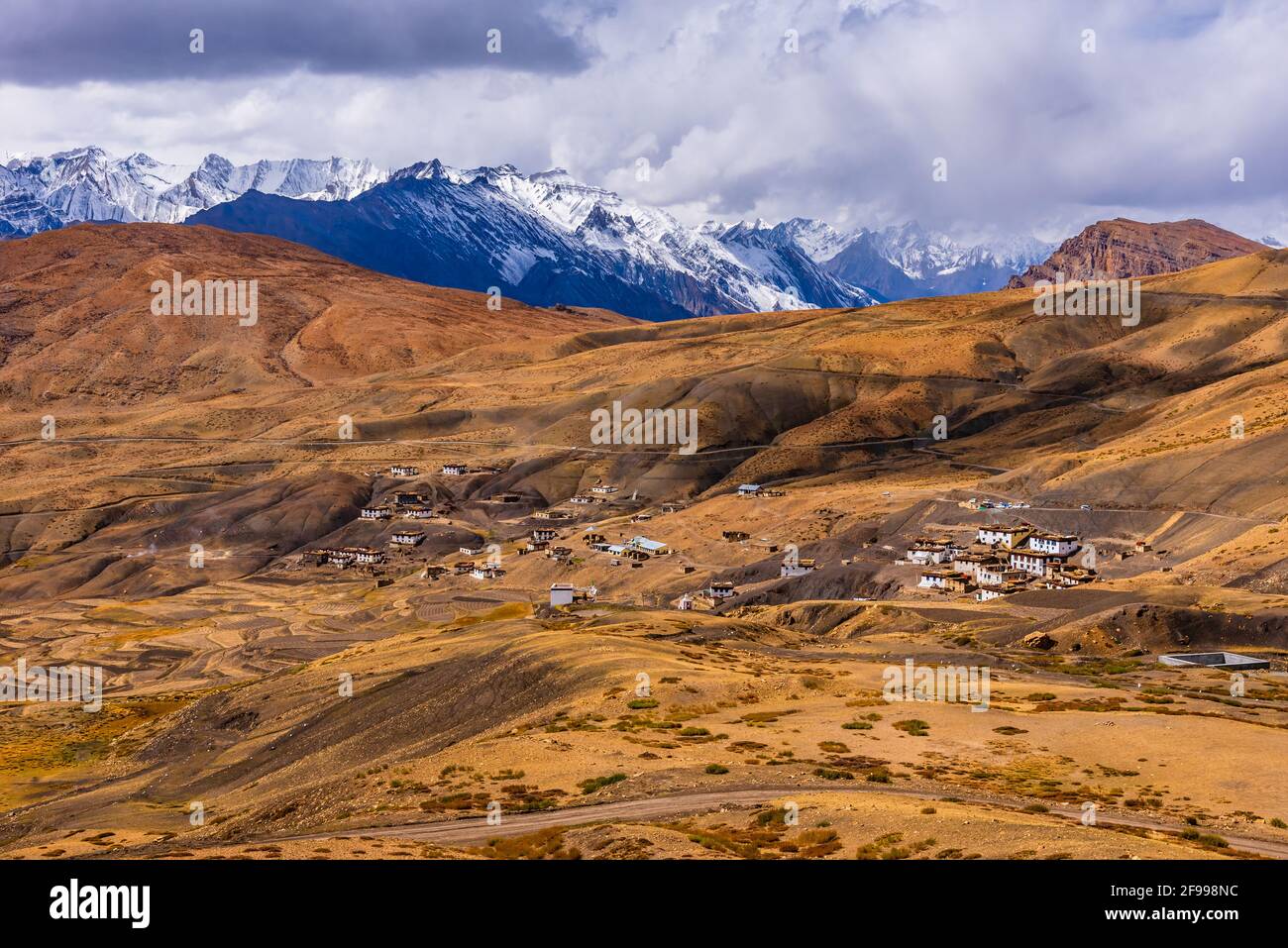 Bird eye aerial view of Hikkim village, famous for highest Post office ...