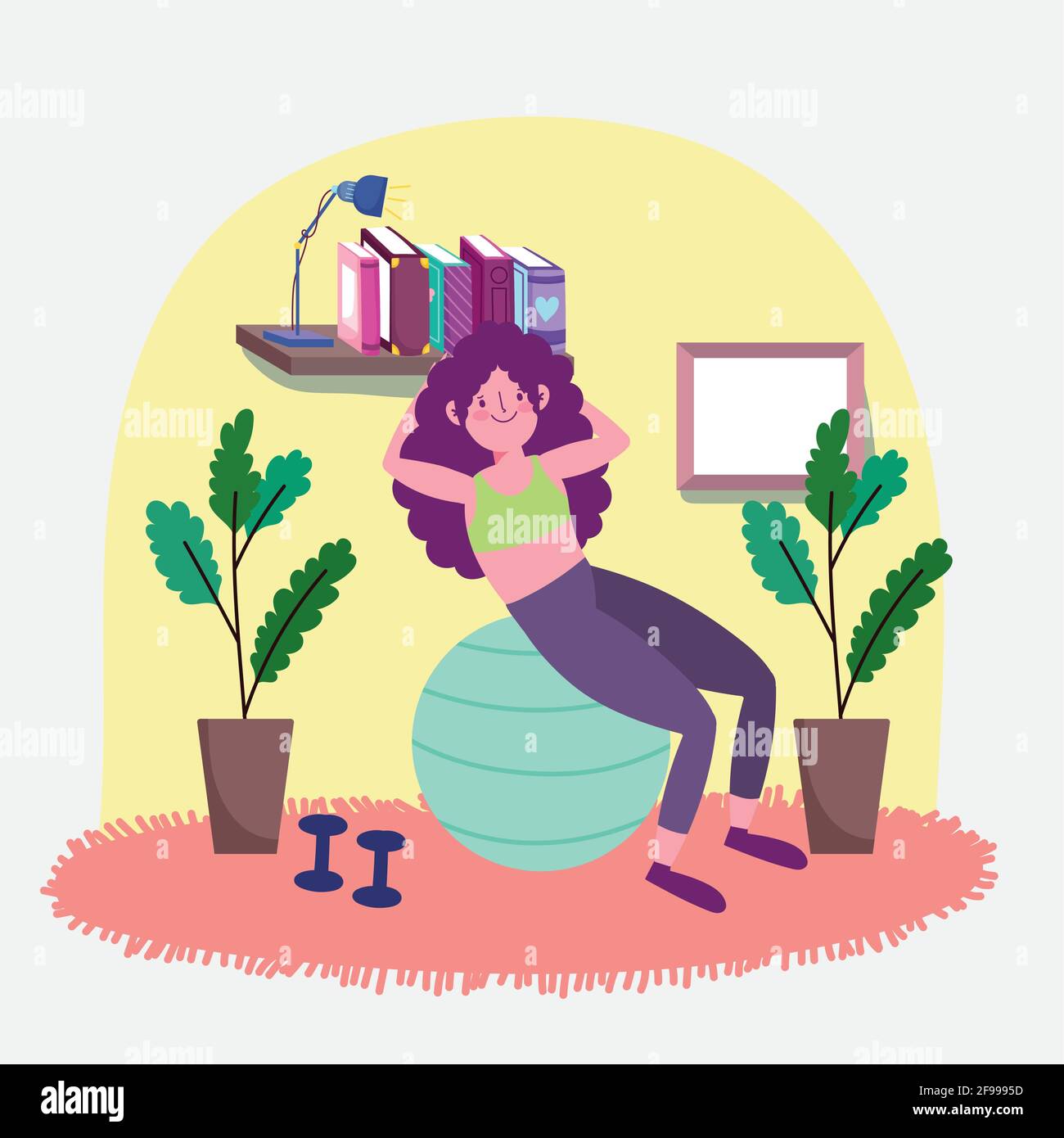 Woman home fitness exercises Stock Vector Images - Alamy