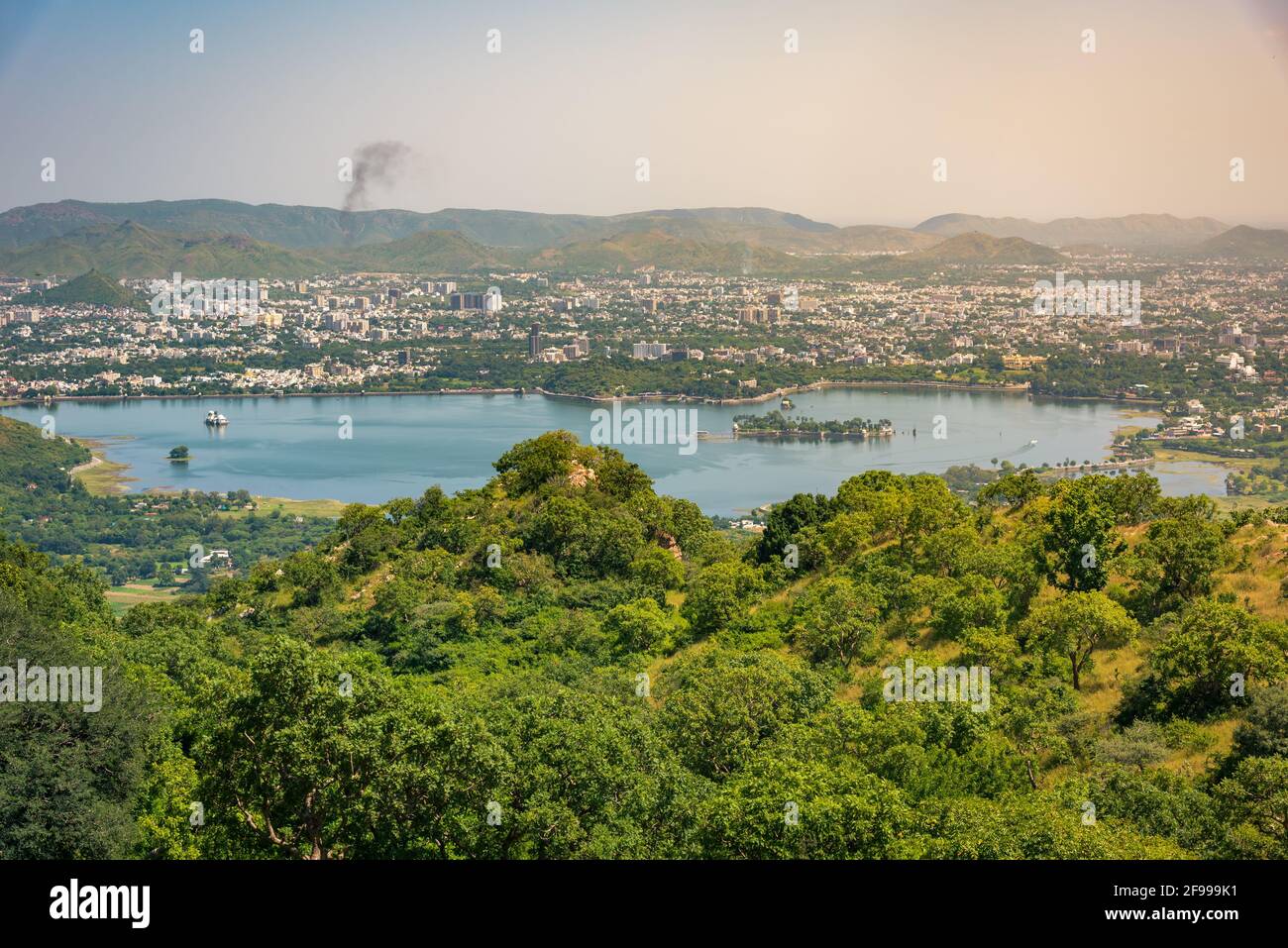 Panoramic aerial view of Udaipur city also known as city of lakes from ...