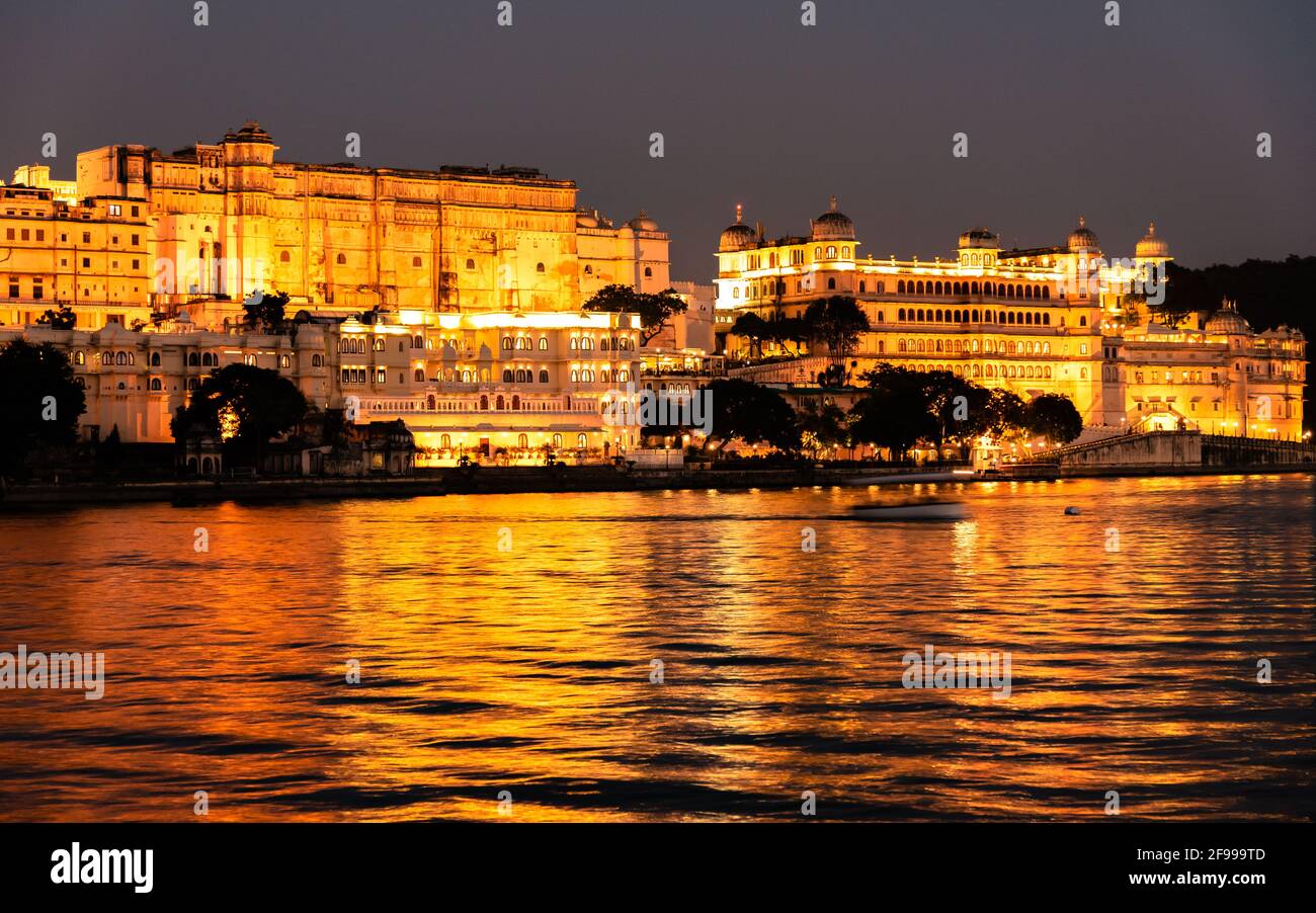 Udaipur City Palace In Night