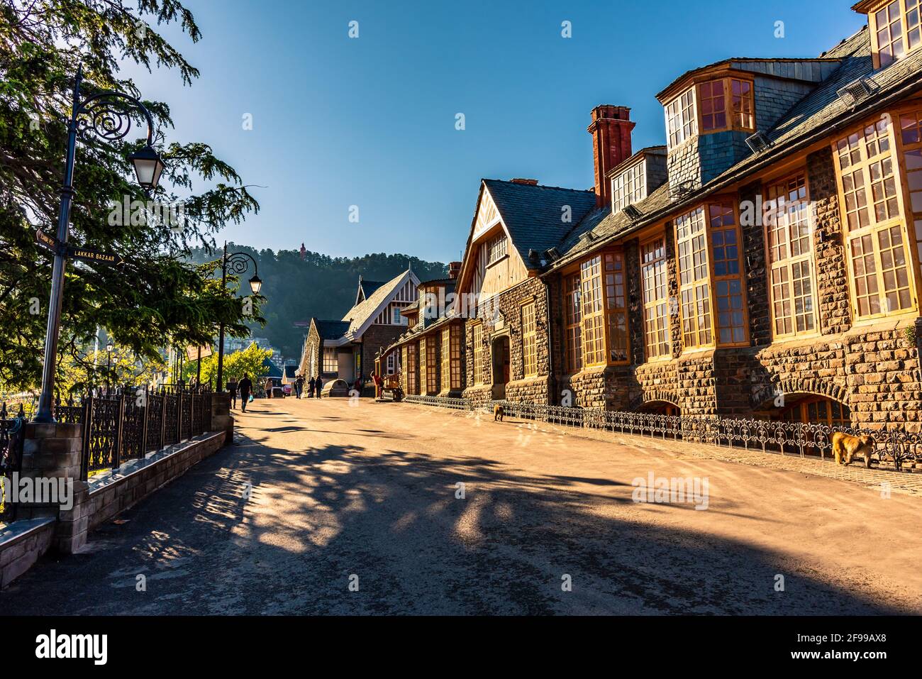 Shimla city Mall road surrounded by buildings of Tudorbethan ...