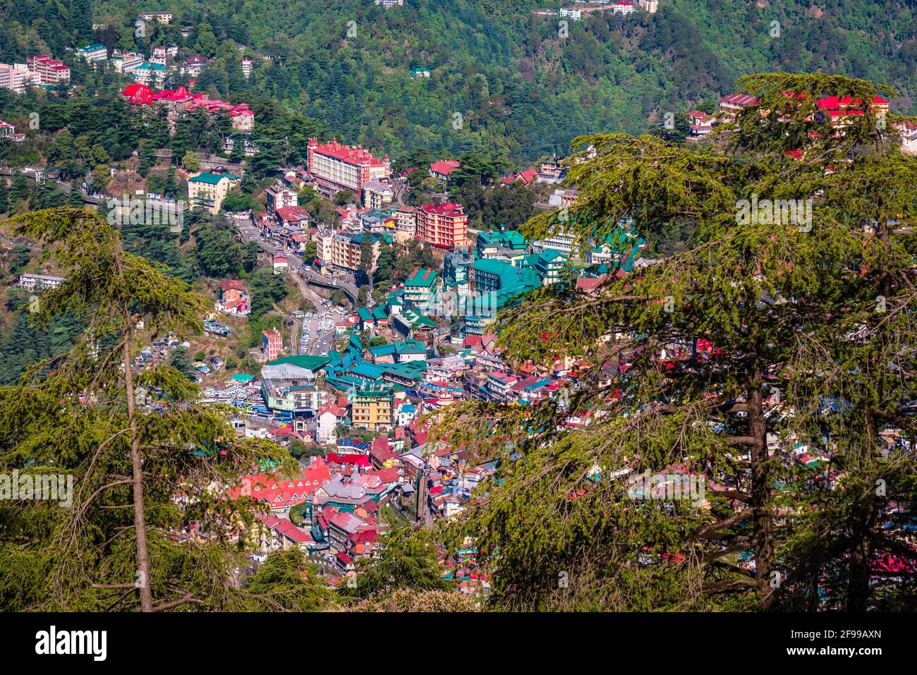 Beautiful panoramic aerial cityscape of Shimla, the state capital of ...