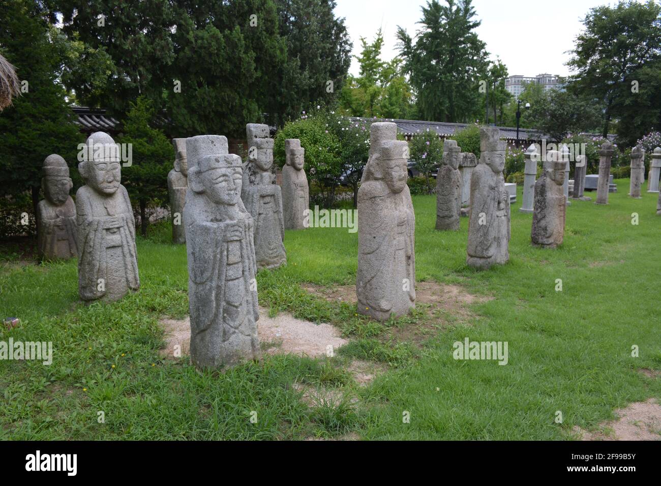 Carved stone figures at the National Folk Museum of Korea in the ...