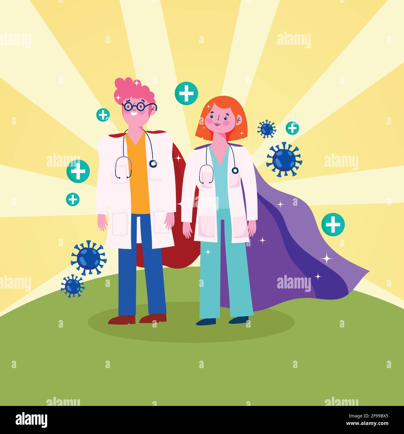super doctors with cloaks cartoon Stock Vector Image & Art - Alamy
