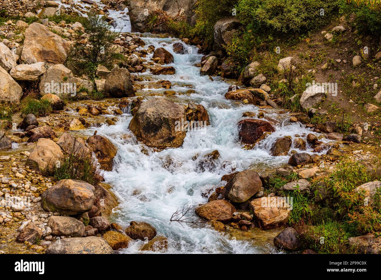 View enroute to Chitkul through small waterfall rivulet, which is a ...