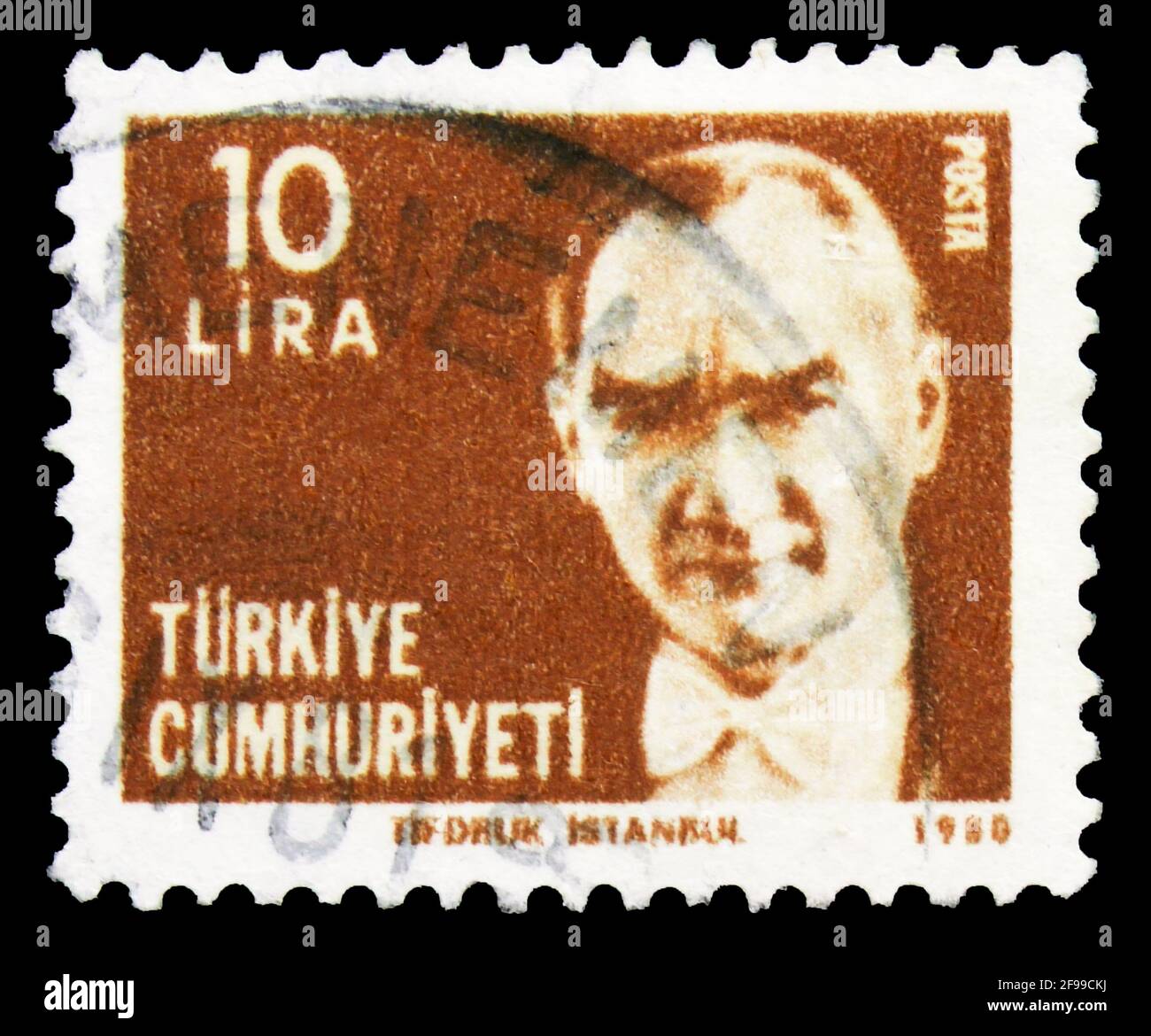 MOSCOW, RUSSIA - NOVEMBER 4, 2019: Postage stamp printed in Turkey ...