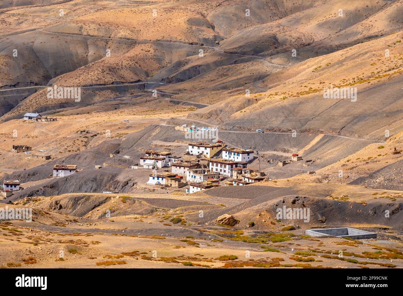 Bird eye aerial view of Hikkim village, famous for highest Post office ...