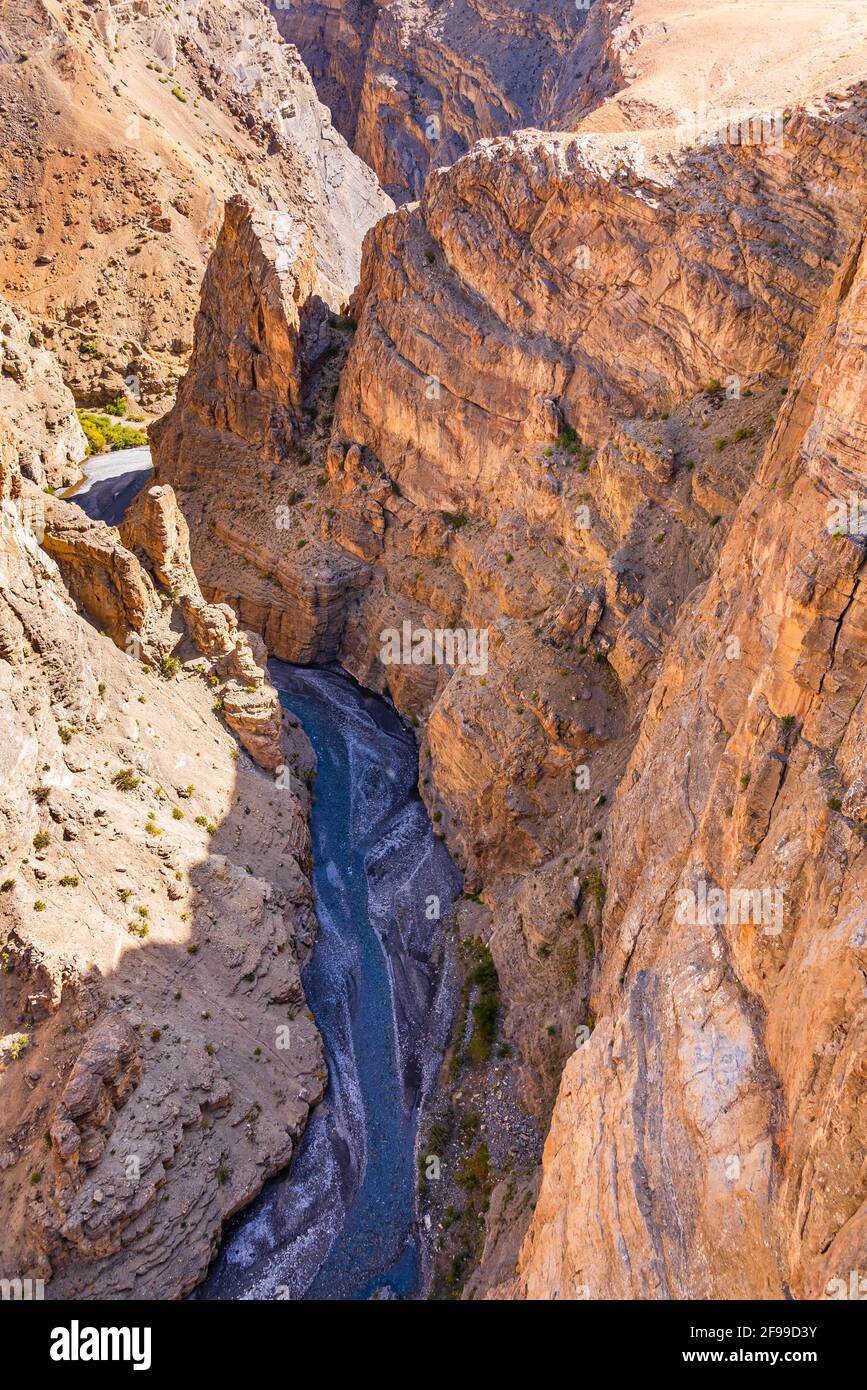 The deep gorge also known as Samba Lamba Nallah locally, on which Asia ...