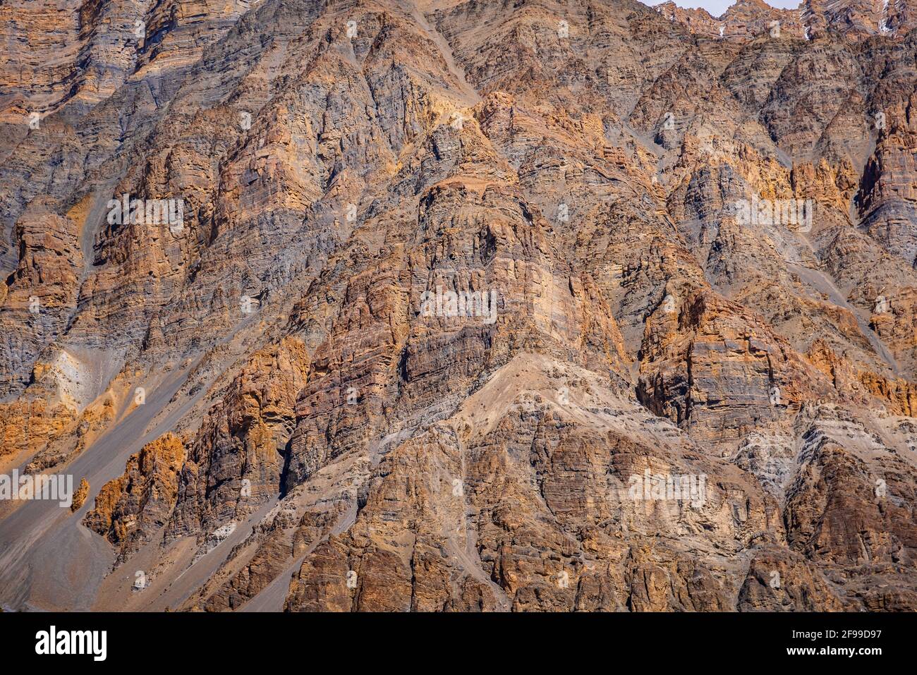 Conical rocky mountain formation landscape in Himalayas of spiti valley ...