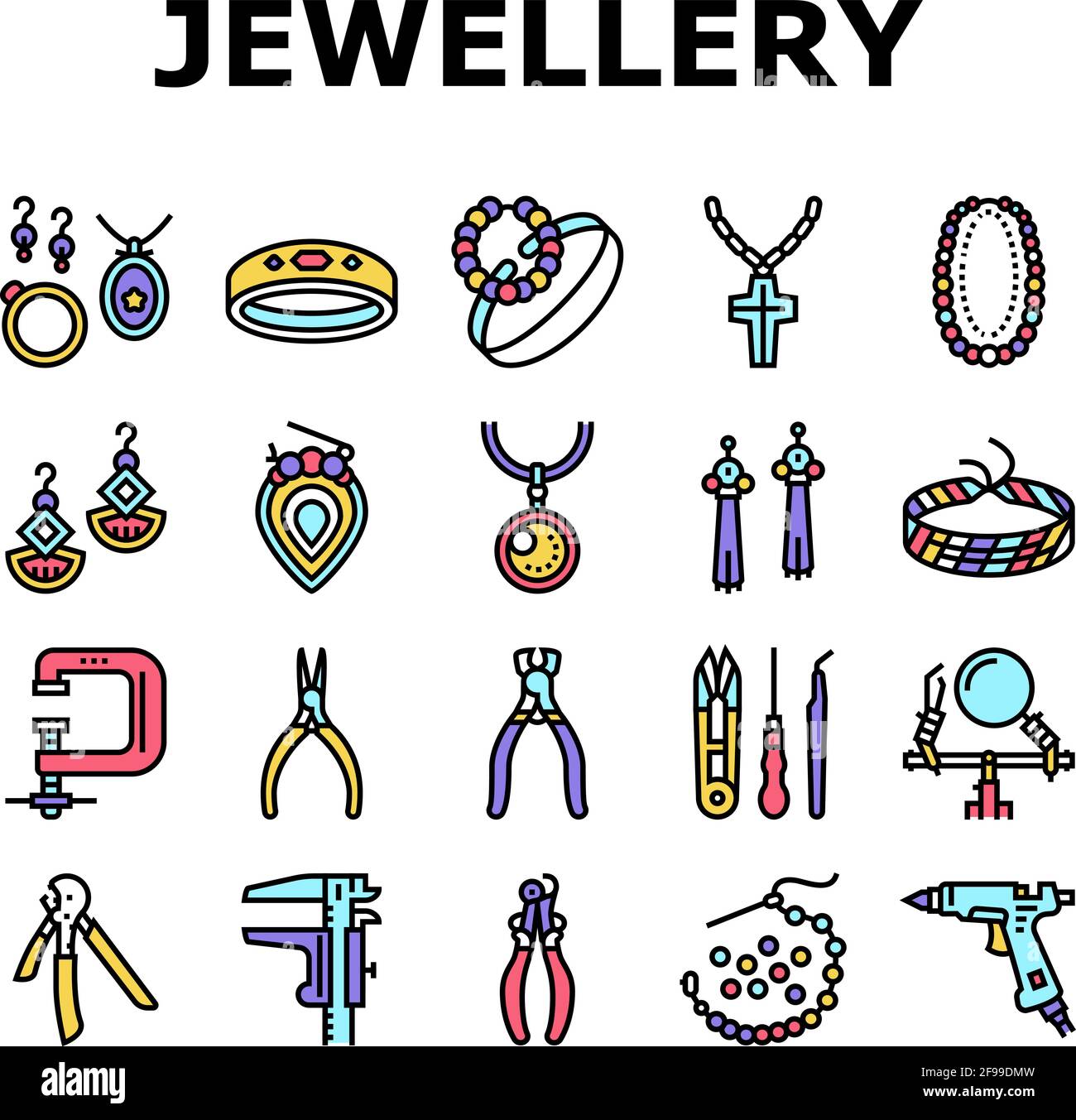Handmade Jewellery Collection Icons Set Vector Stock Vector Image & Art ...