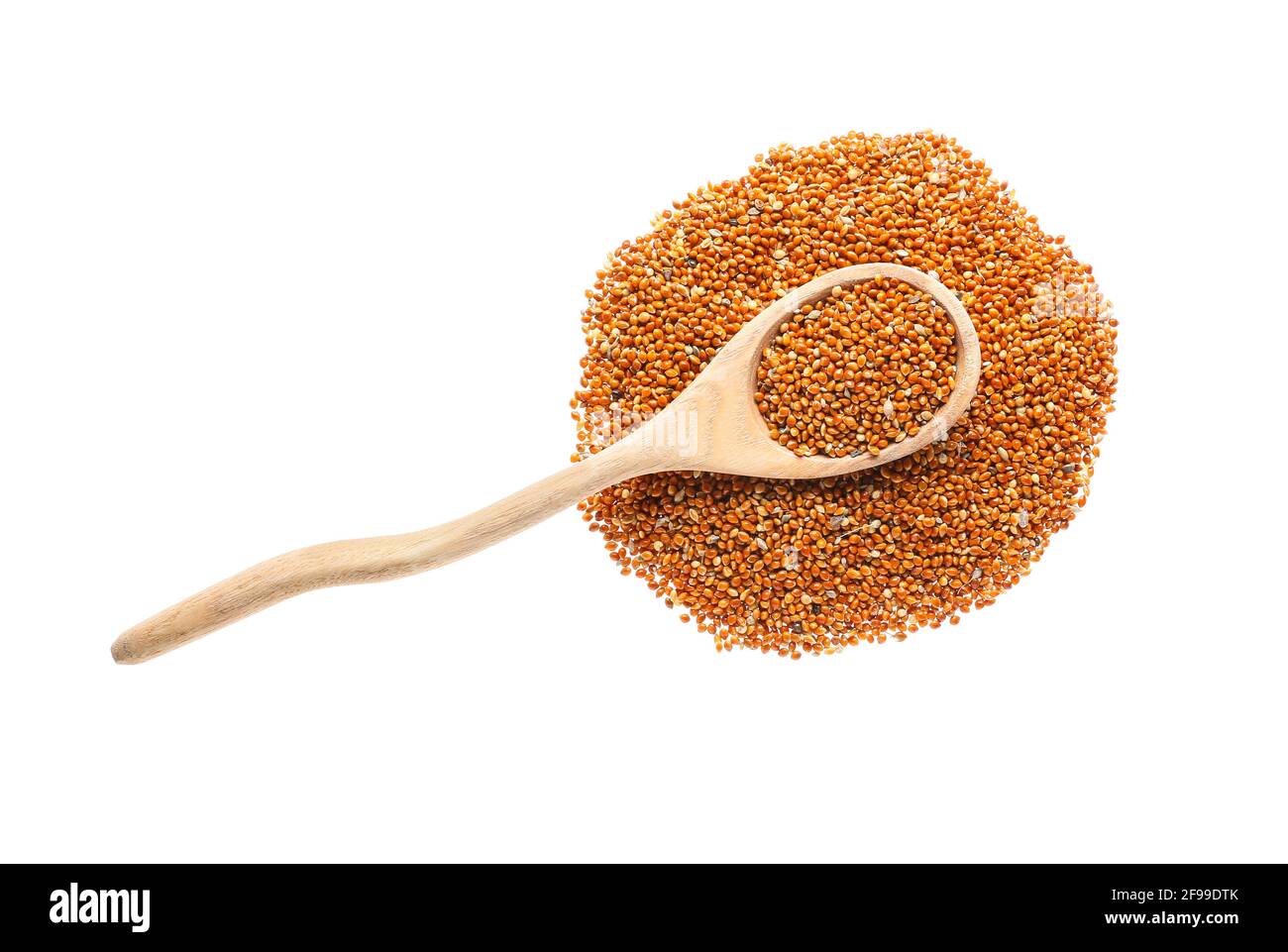Spoon with dry millet on white background Stock Photo - Alamy