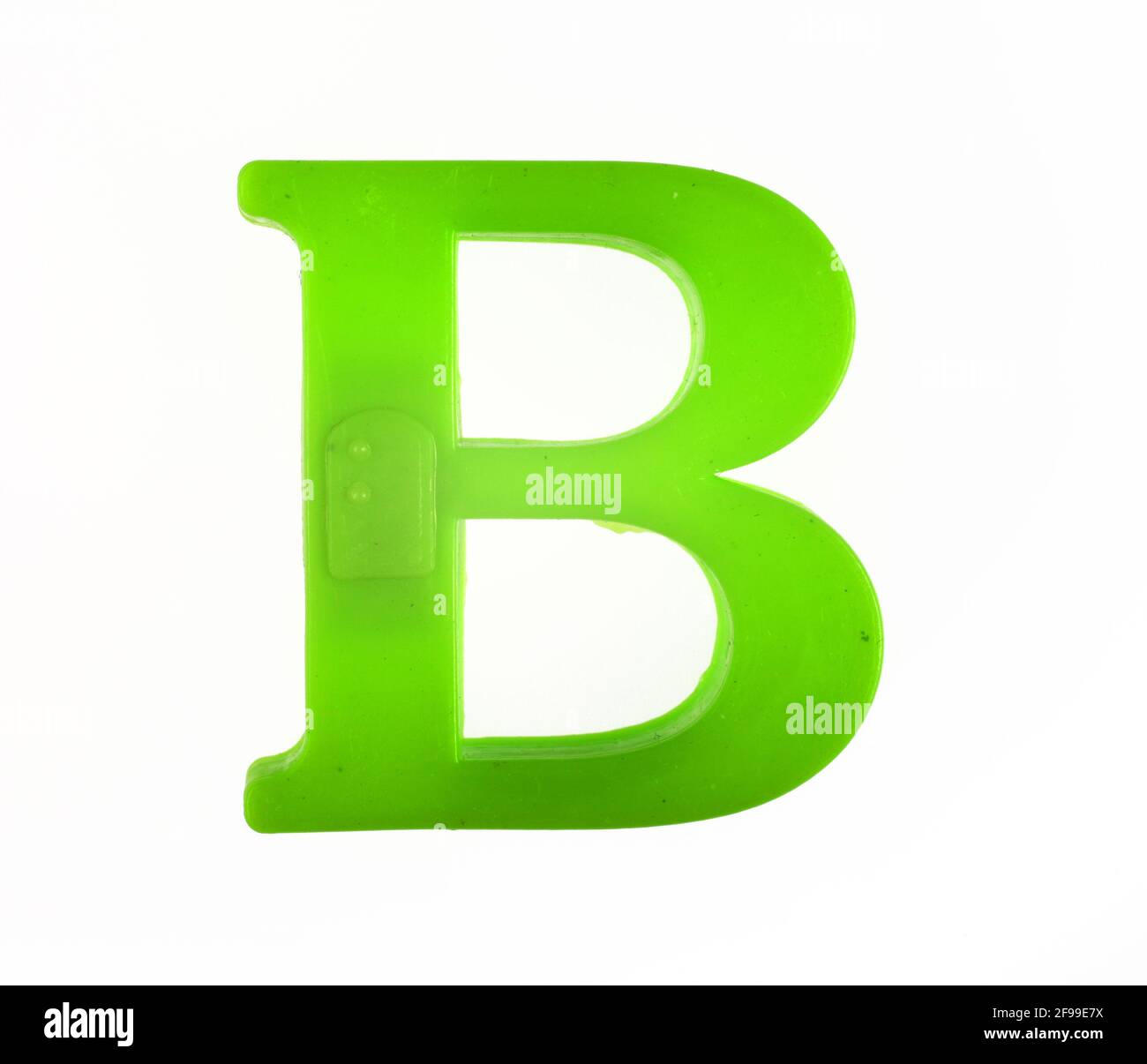 Plastic letter B of the English alphabet against white background, top ...