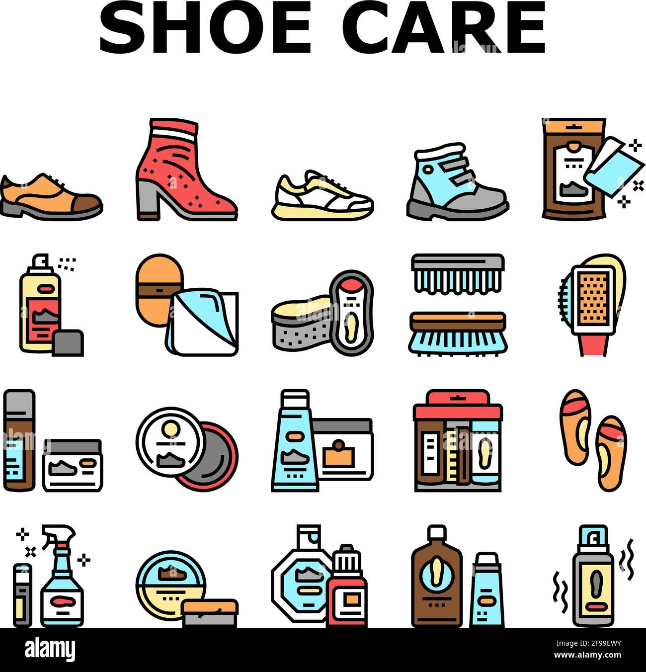 Shoe Care Accessories Collection Icons Set Vector Stock Vector Image ...
