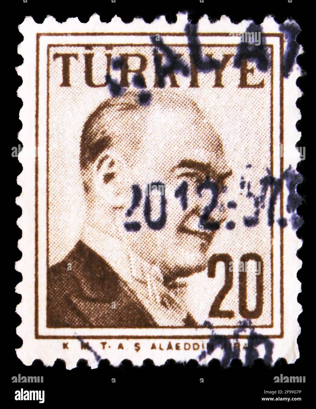 MOSCOW, RUSSIA - NOVEMBER 4, 2019: Postage stamp printed in Turkey ...