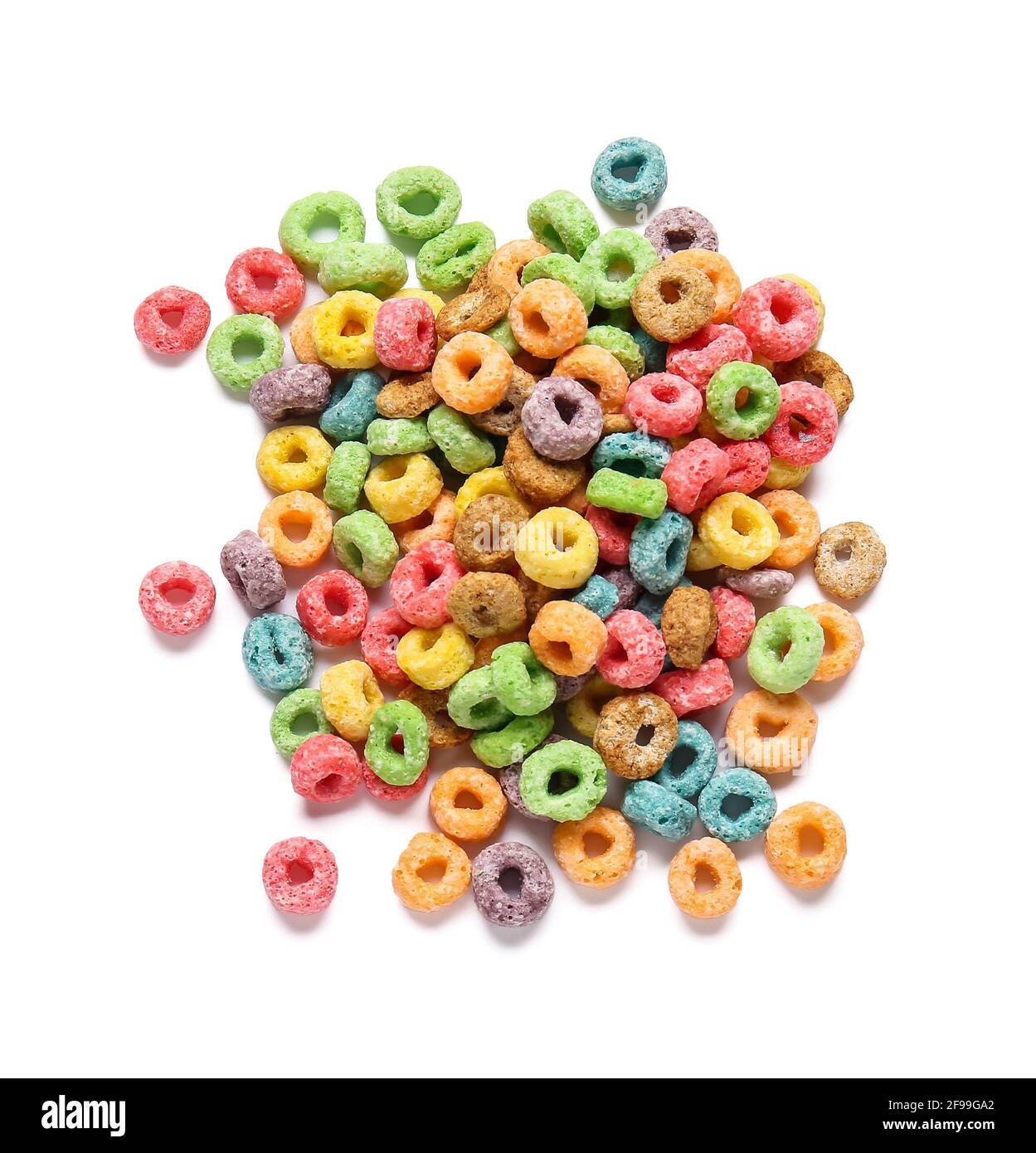 Cereal rings on white background Stock Photo - Alamy