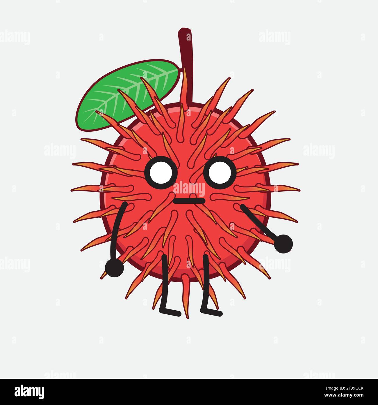 Vector Illustration of Rambutan Fruit Character with cute face, simple ...