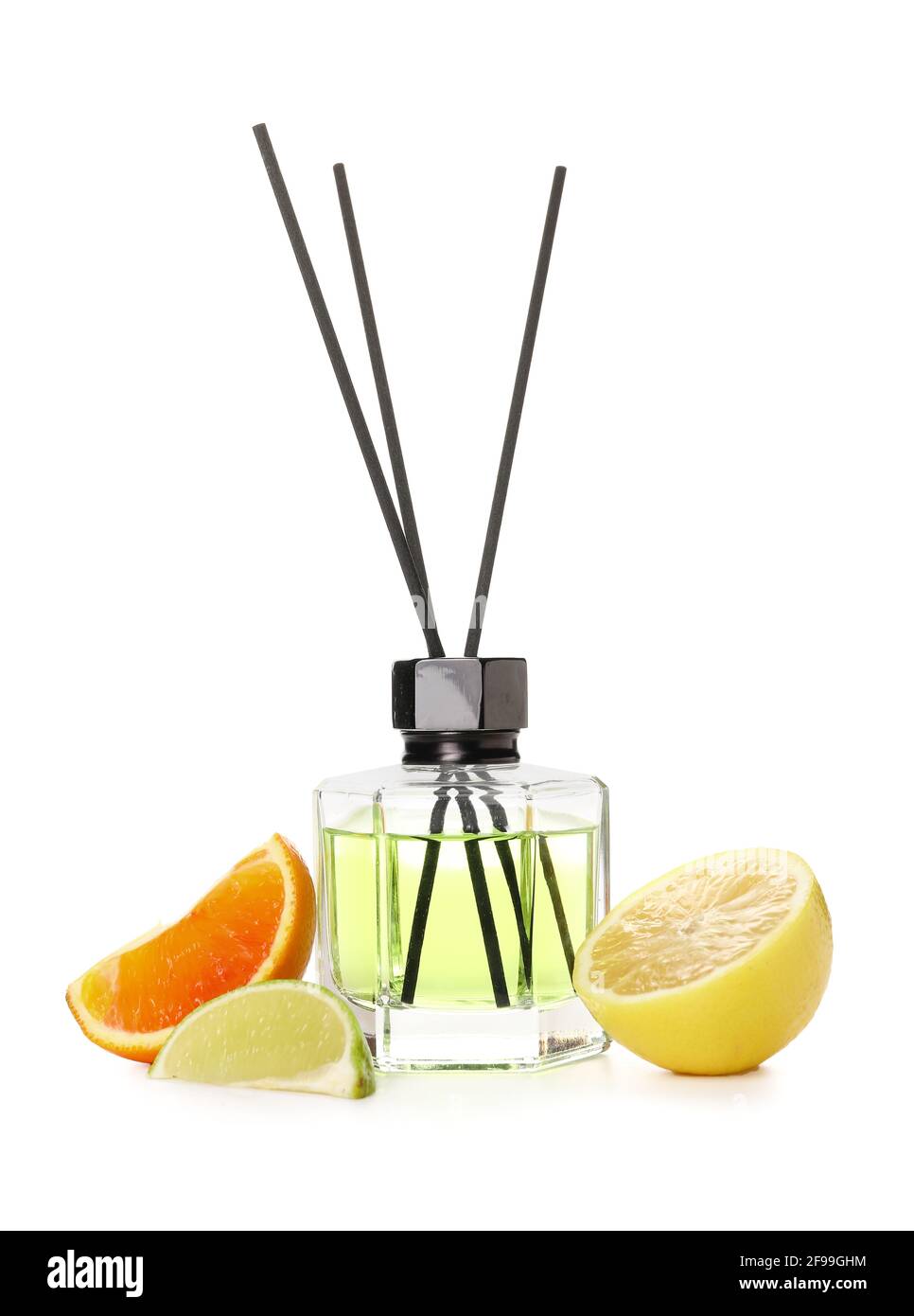 Citrus reed diffuser on white background Stock Photo - Alamy