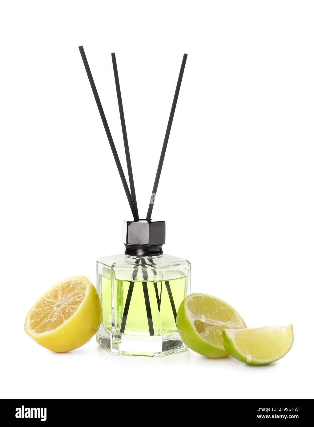 Citrus reed diffuser on white background Stock Photo - Alamy