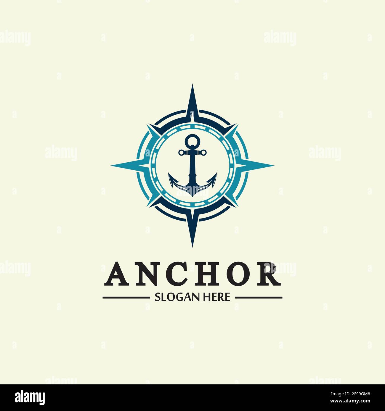 Anchor compass concept icon Logo vector illustration design,Nautical ...