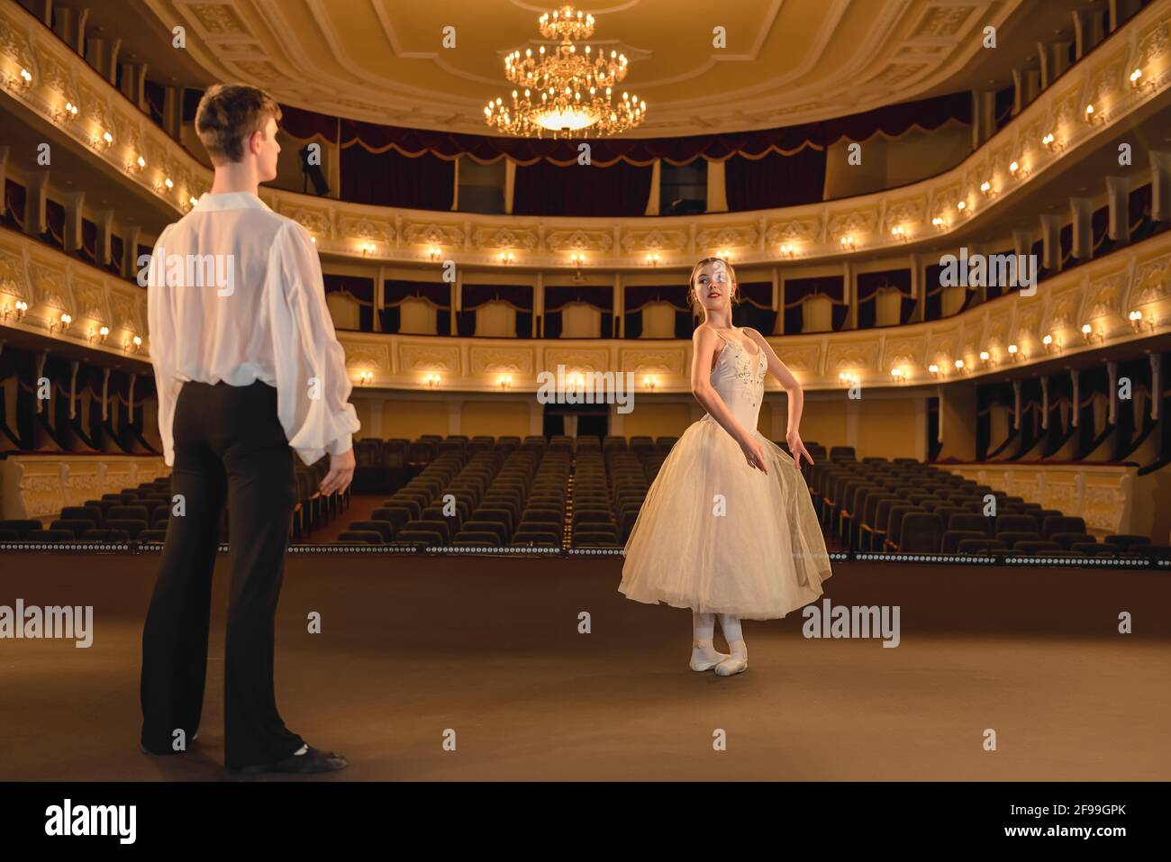 Dancers on stage in ballet theatre Stock Photo - Alamy