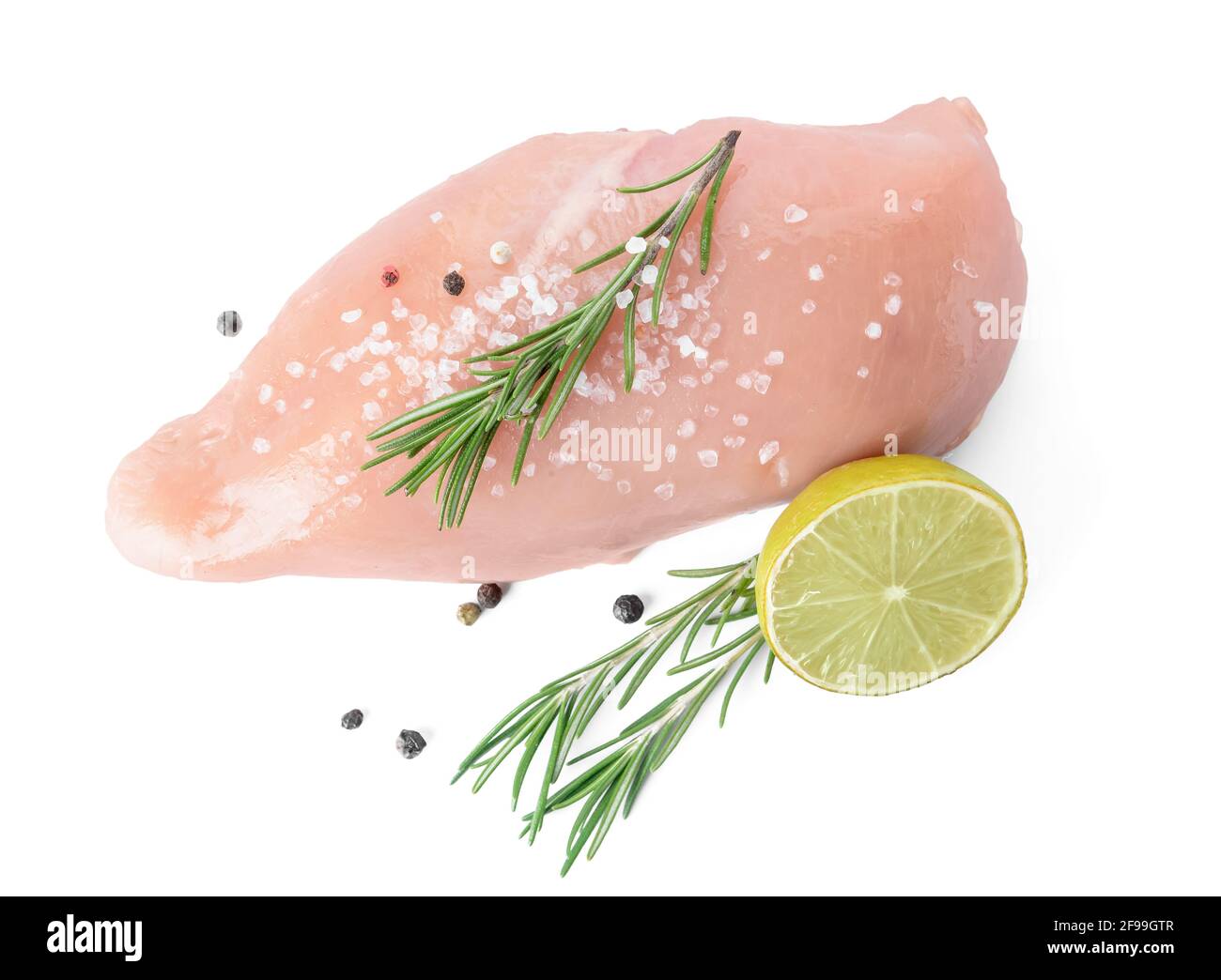 Raw chicken fillet on white background Stock Photo - Alamy
