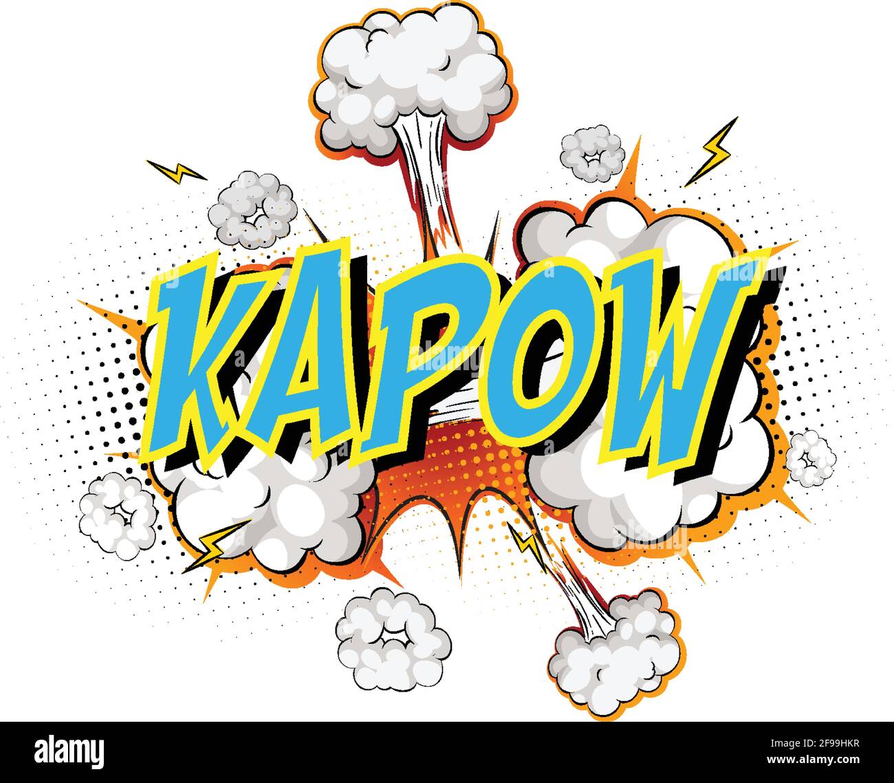 Word Kapow on comic cloud explosion background illustration Stock ...