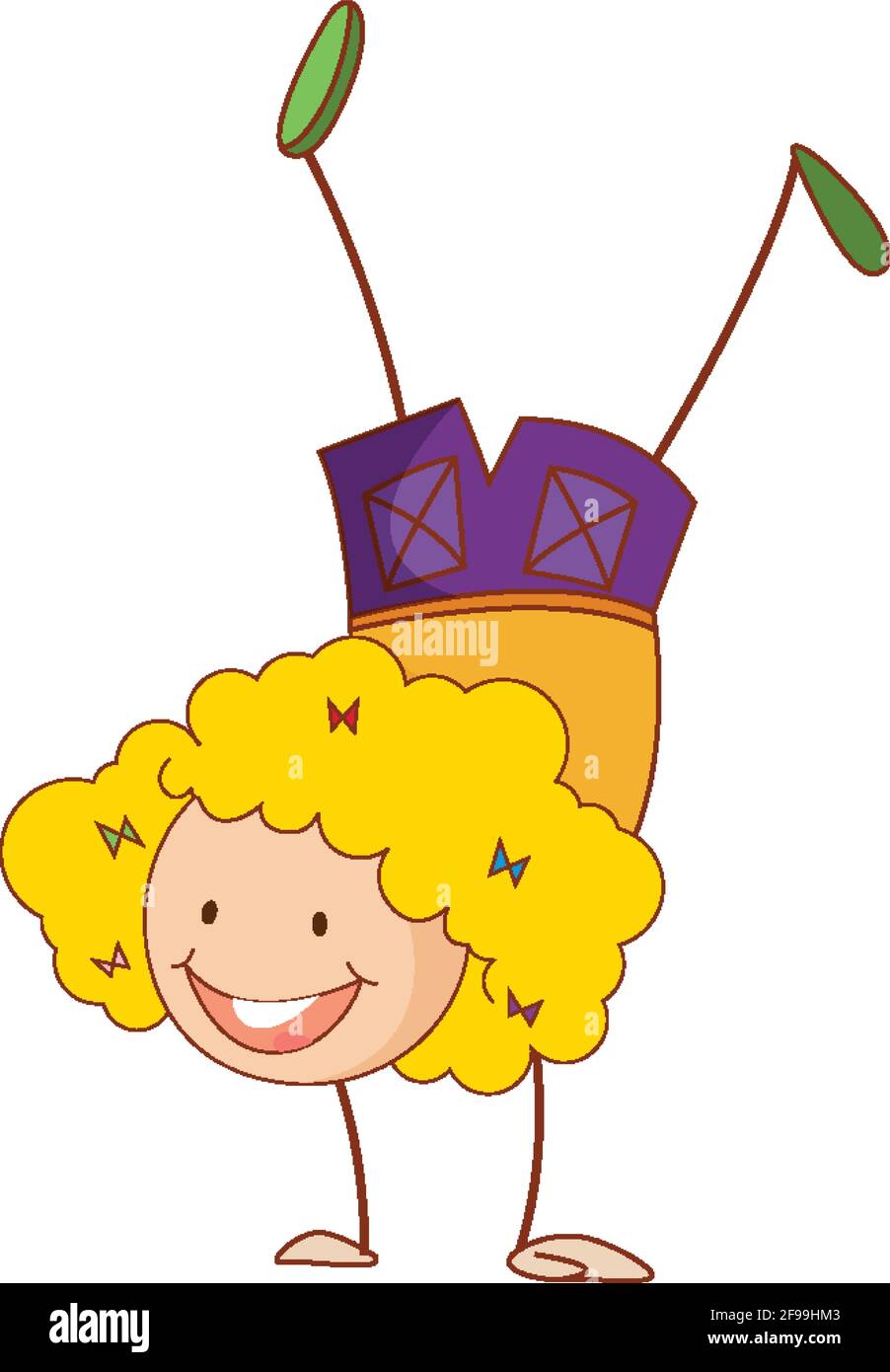 A doodle kid performing a break dance cartoon character isolated ...