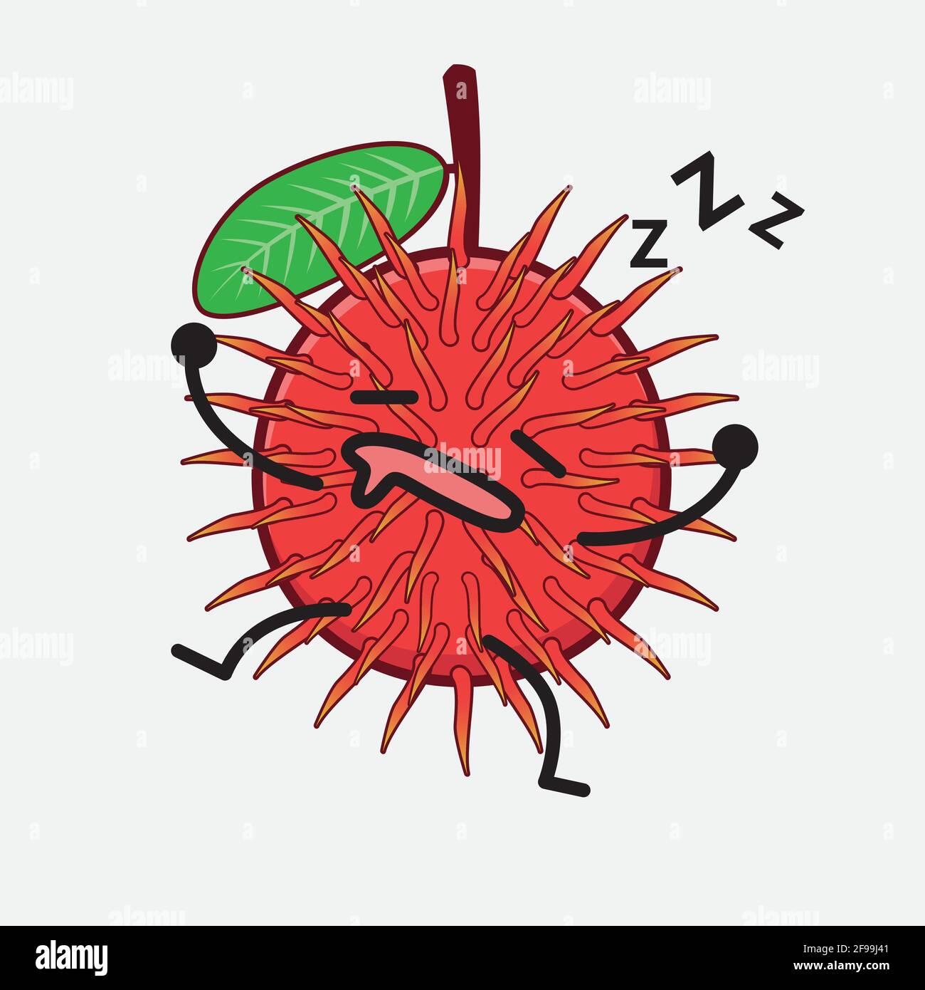 Vector Illustration of Rambutan Fruit Character with cute face, simple ...