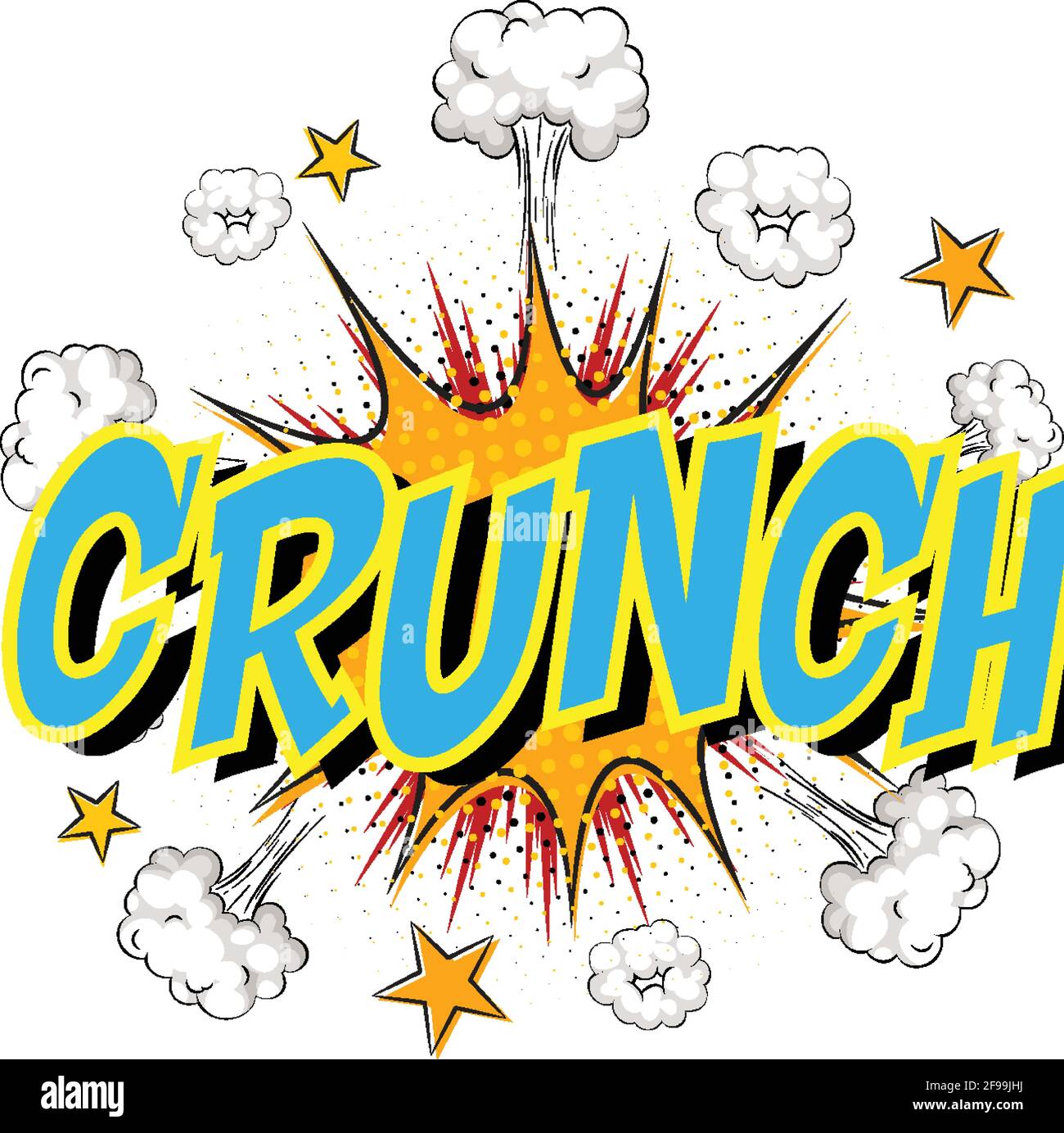 Word Crunch on comic cloud explosion background illustration Stock ...