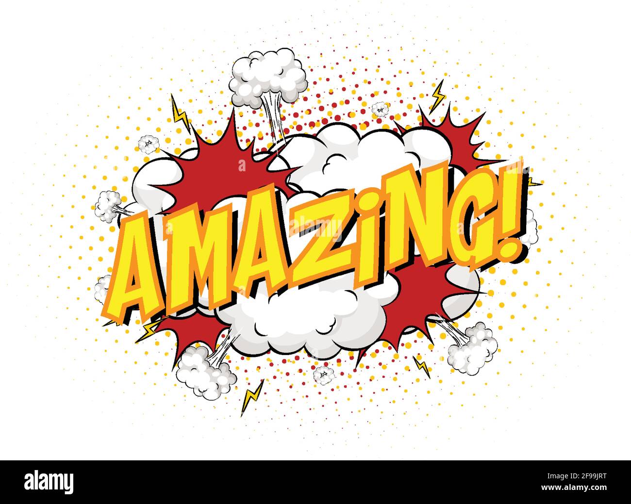Word Amazing on comic cloud explosion background illustration Stock ...