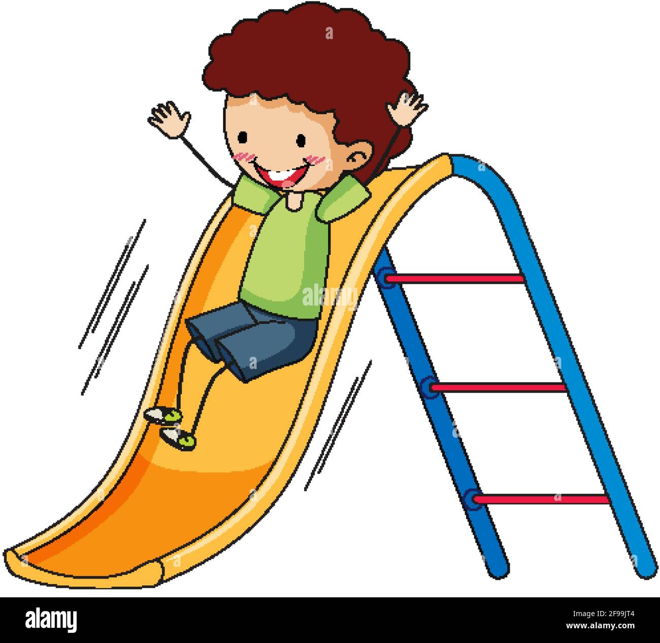 A boy playing on slide on white background illustration Stock Vector ...